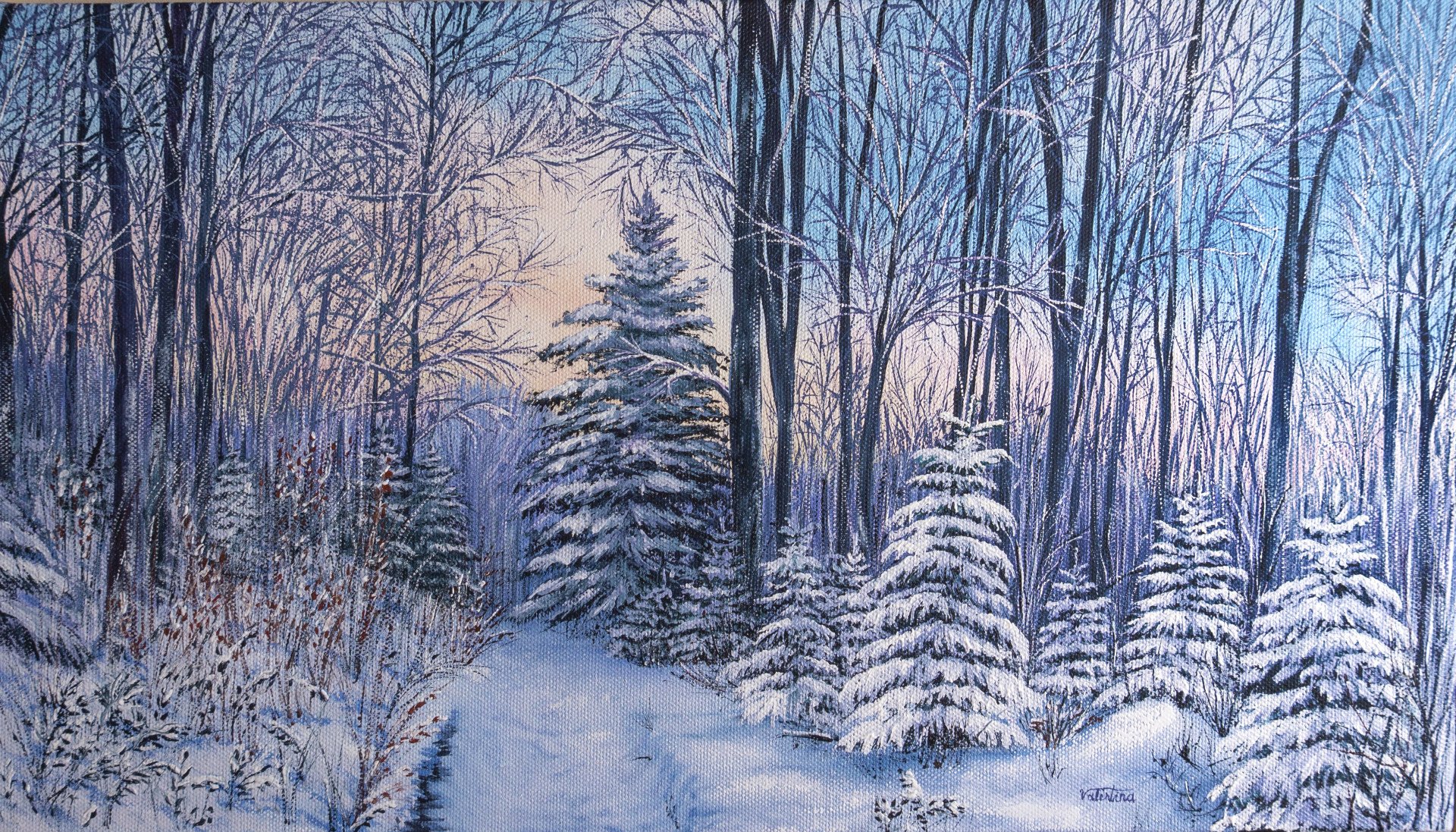 Winter idyll Painting by Valentyna Ivanova