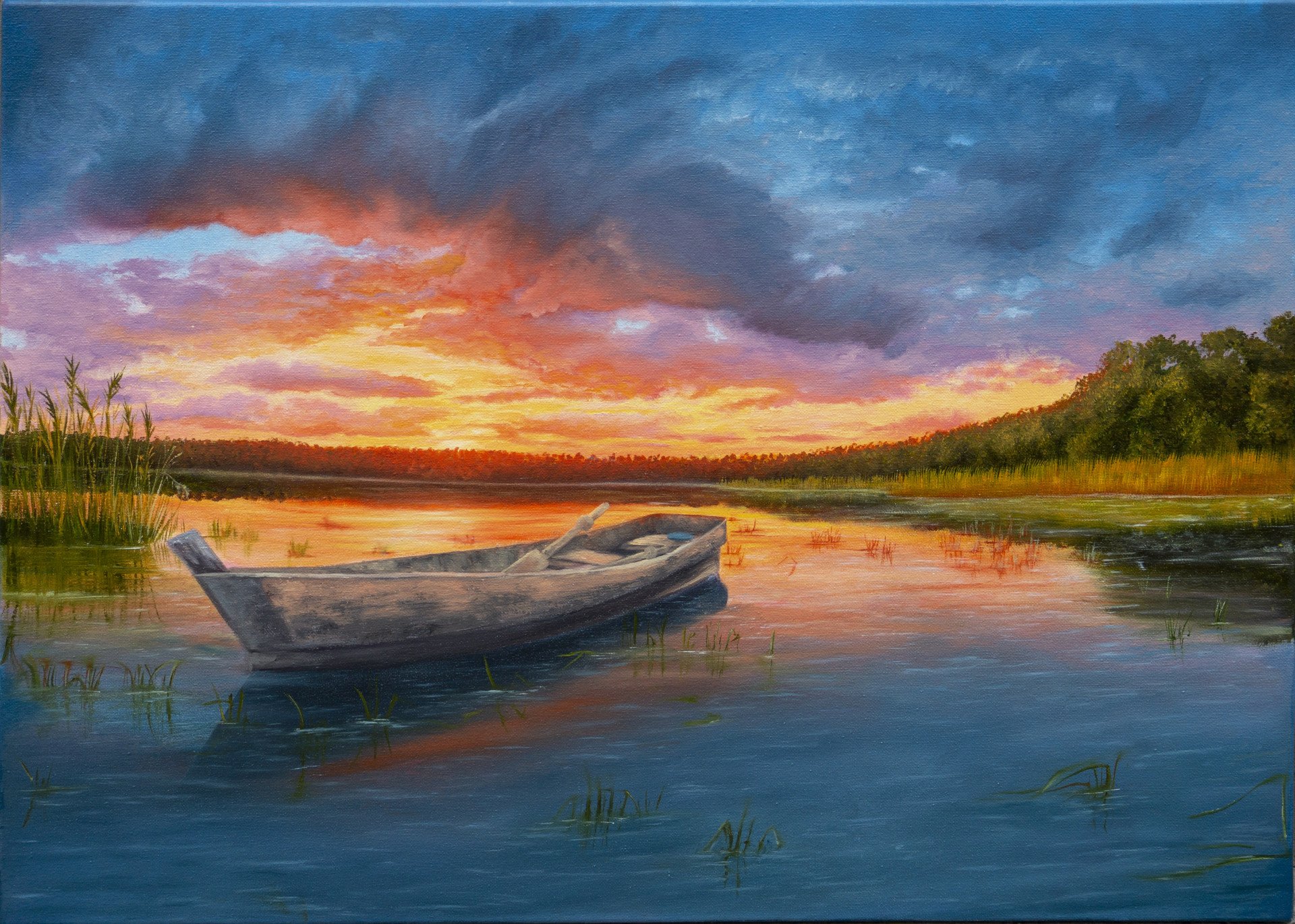 A boat Painting by Valentyna Ivanova - Jose Art Gallery