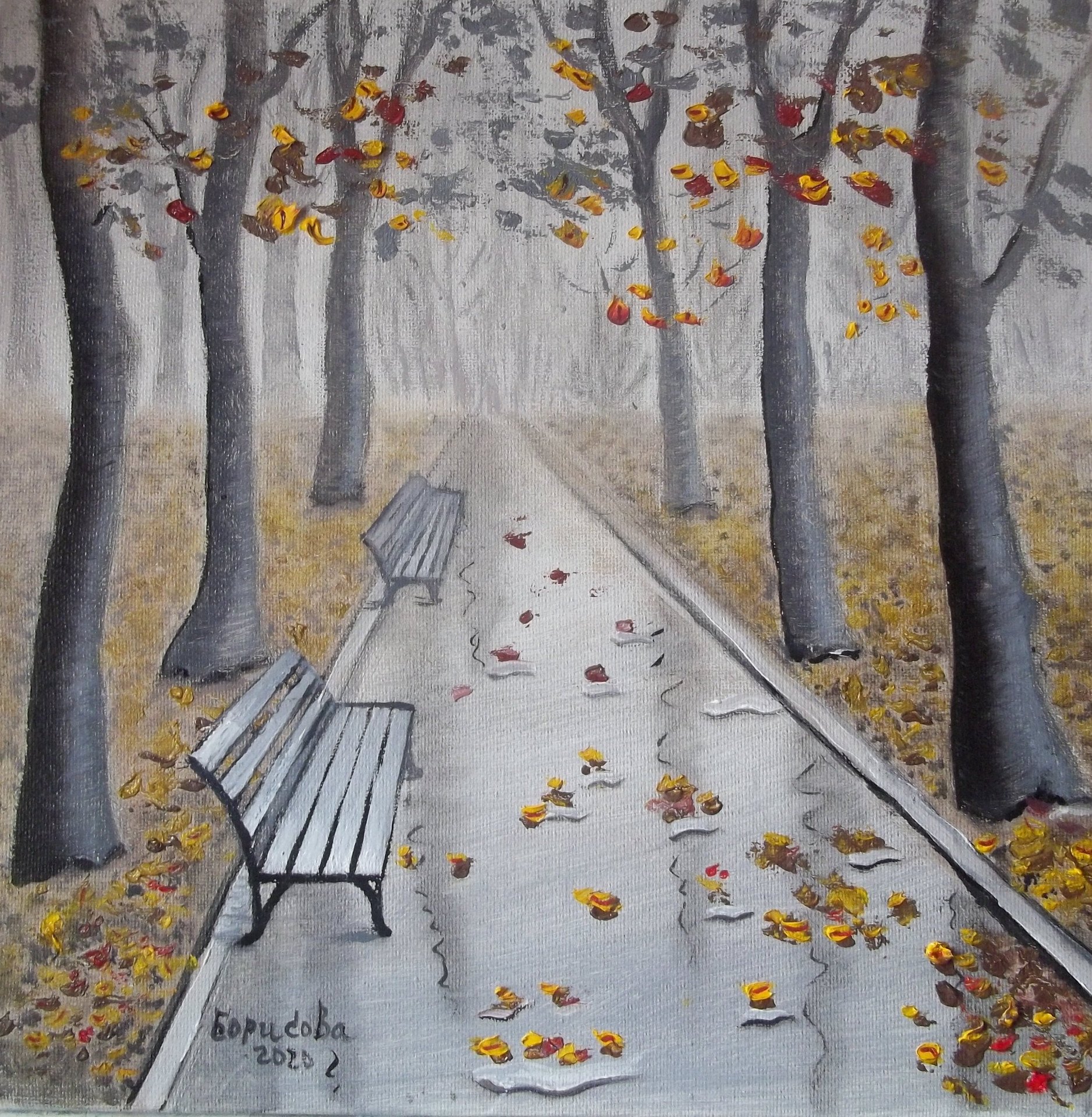 Autumn leaf fall Painting by Irina Borisova - Jose Art Gallery
