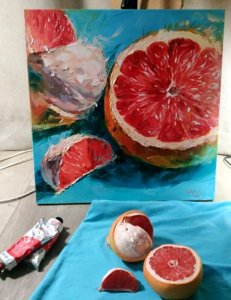 Do you love Grapefruit? Painting by Anna Stratovich