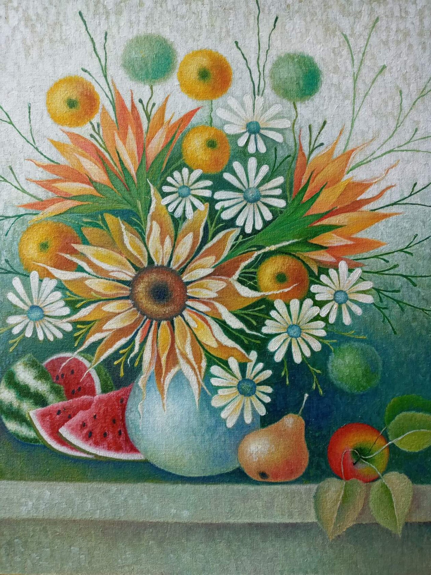 Flowers with fruits .. Painting by Tatyana Kiyashko