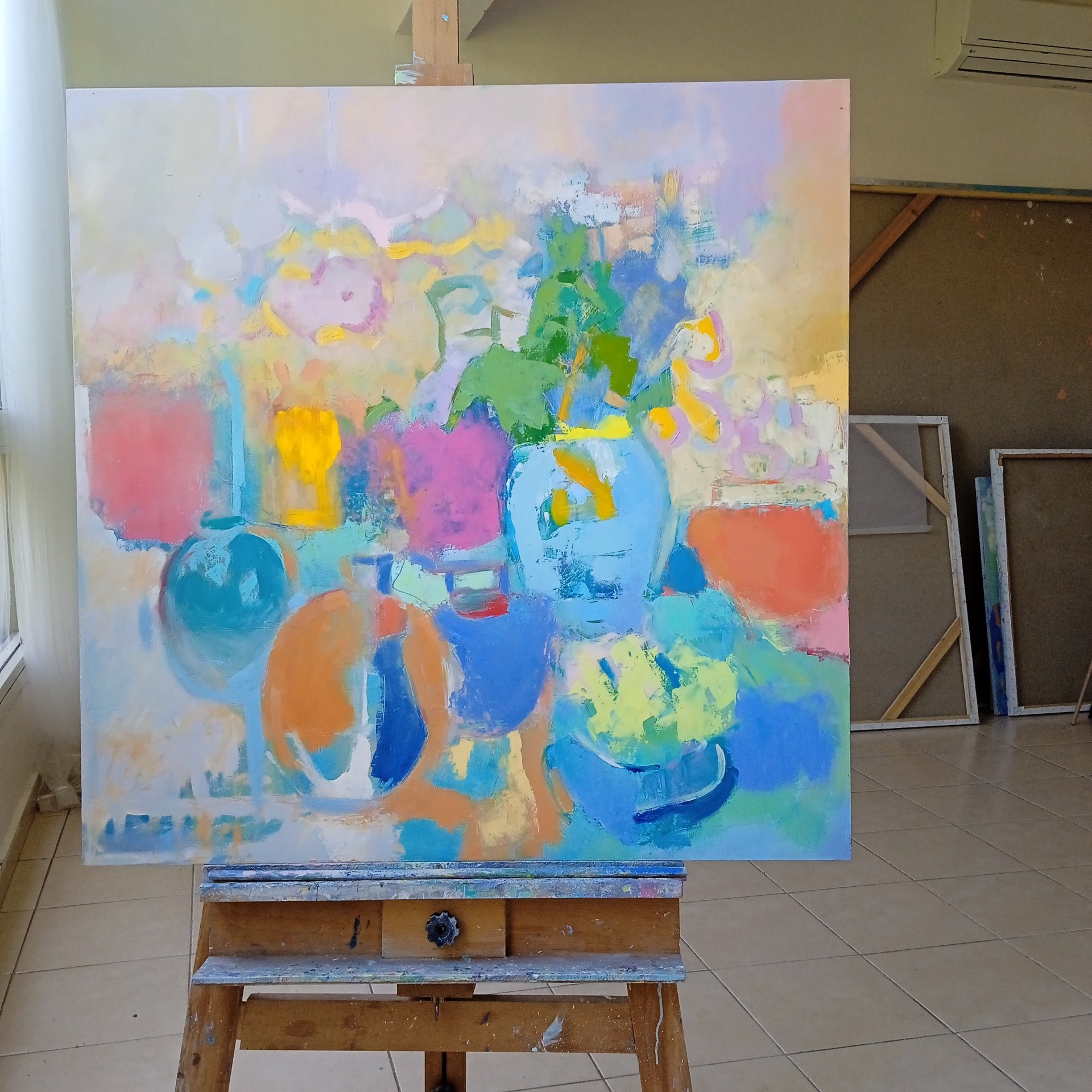 Pale Blue Still Life Painting by Elena Shraibman - Jose Art Gallery