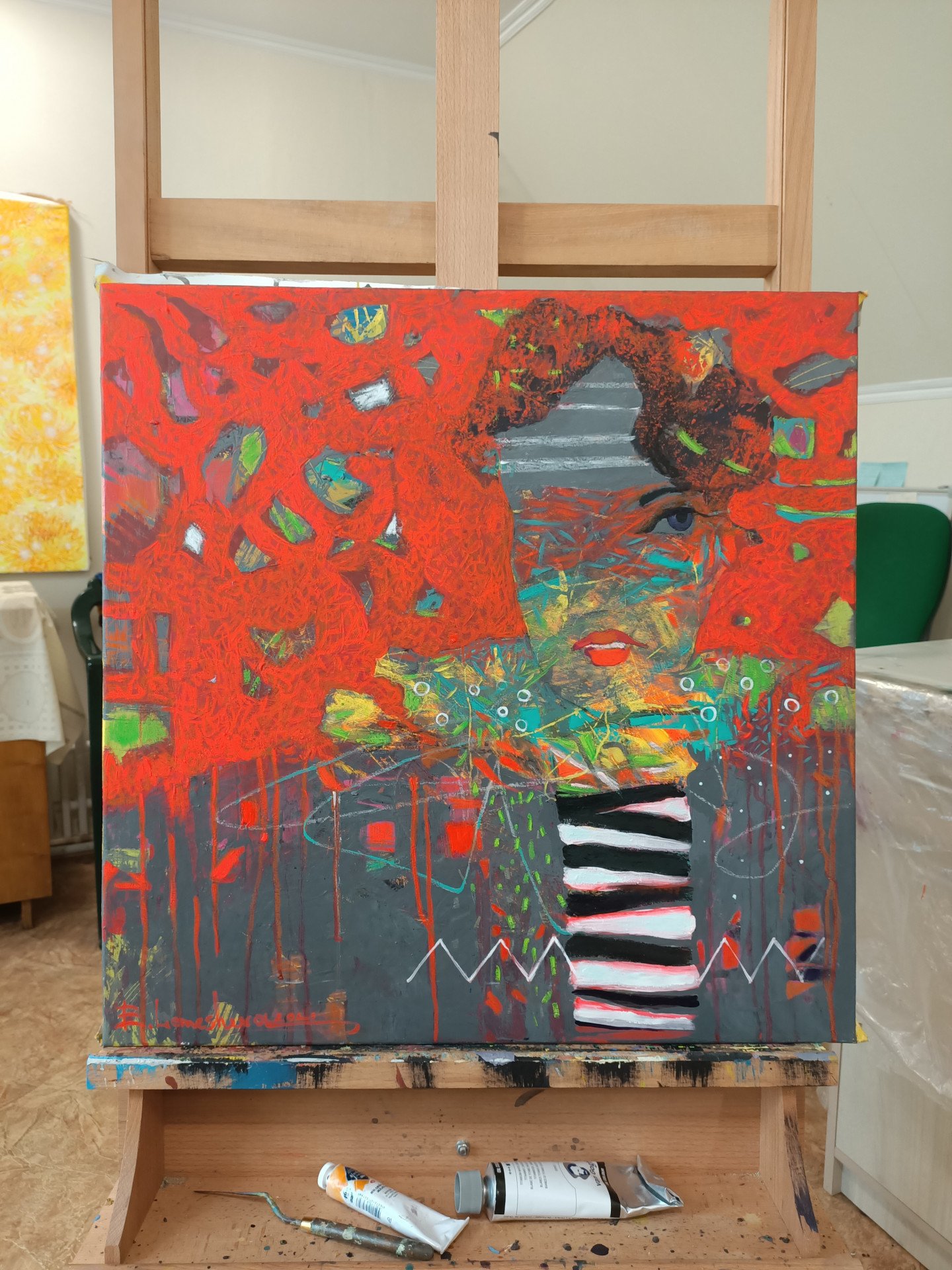 Colour of the mood is Red Painting by Kateryna Lemesheva