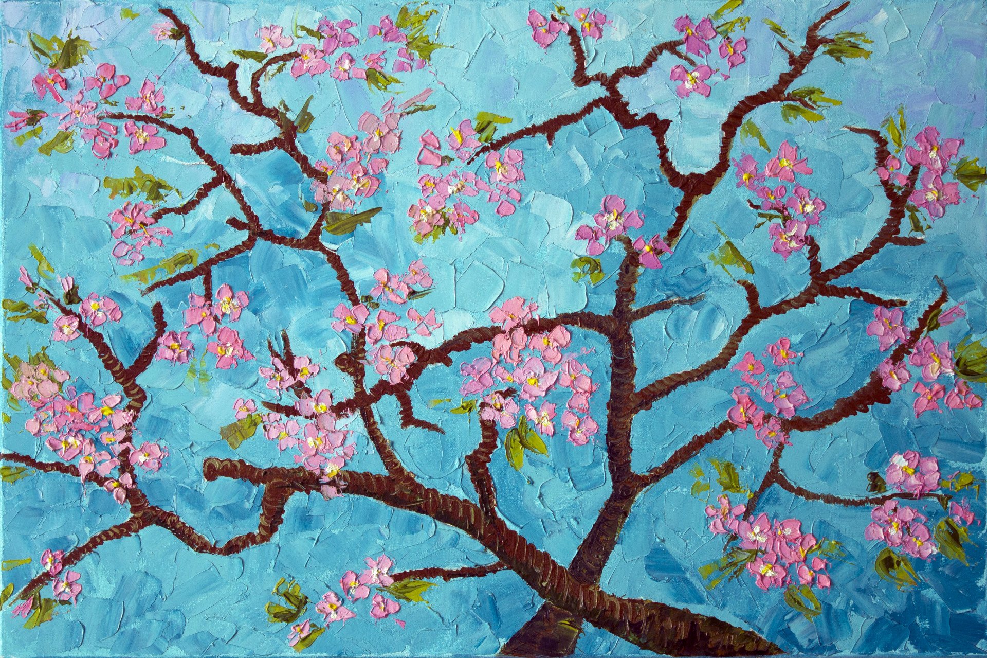 Almond flowers Painting by Tetiana Kushnirova