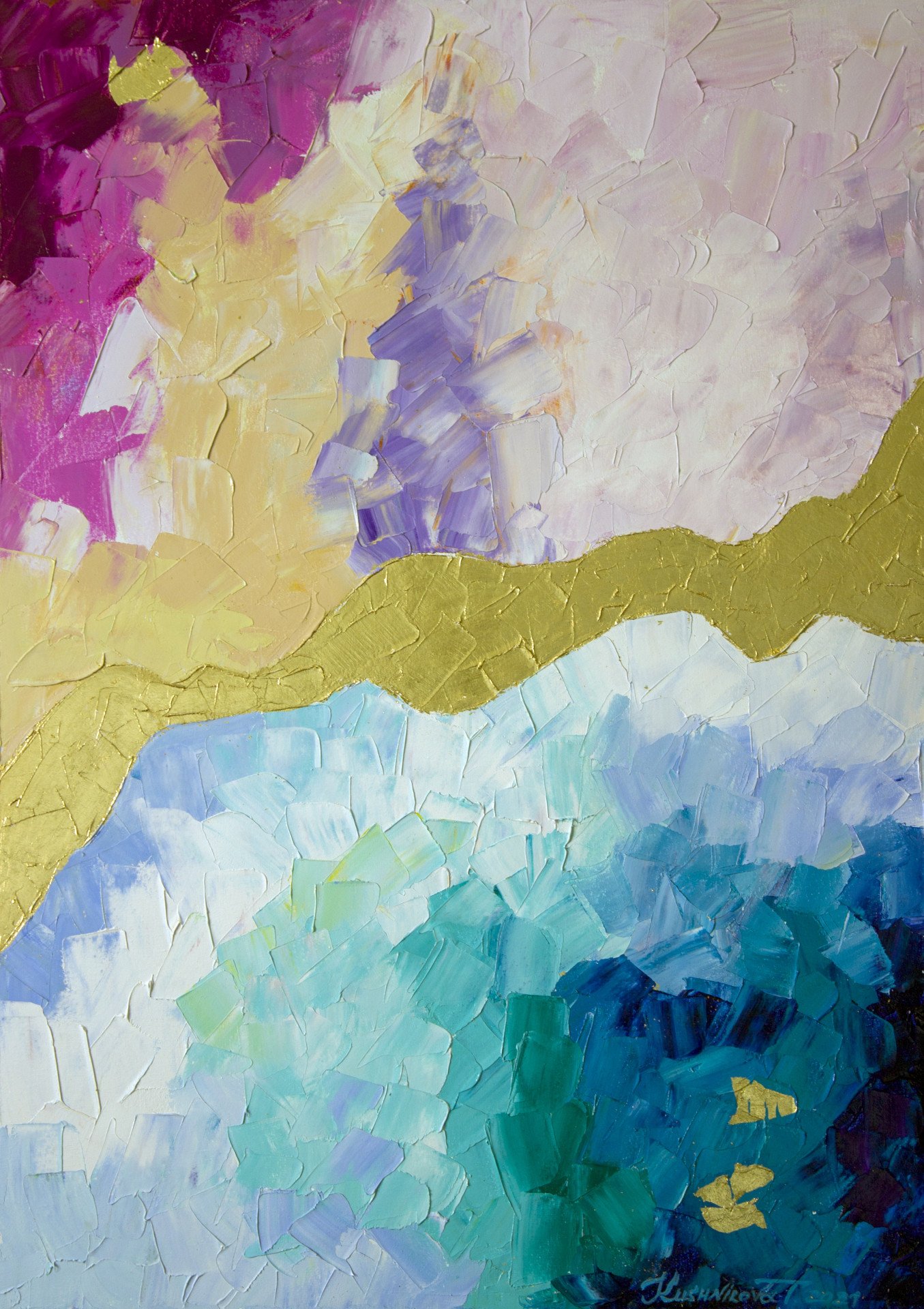 The Golden Path Painting by Tetiana Kushnirova