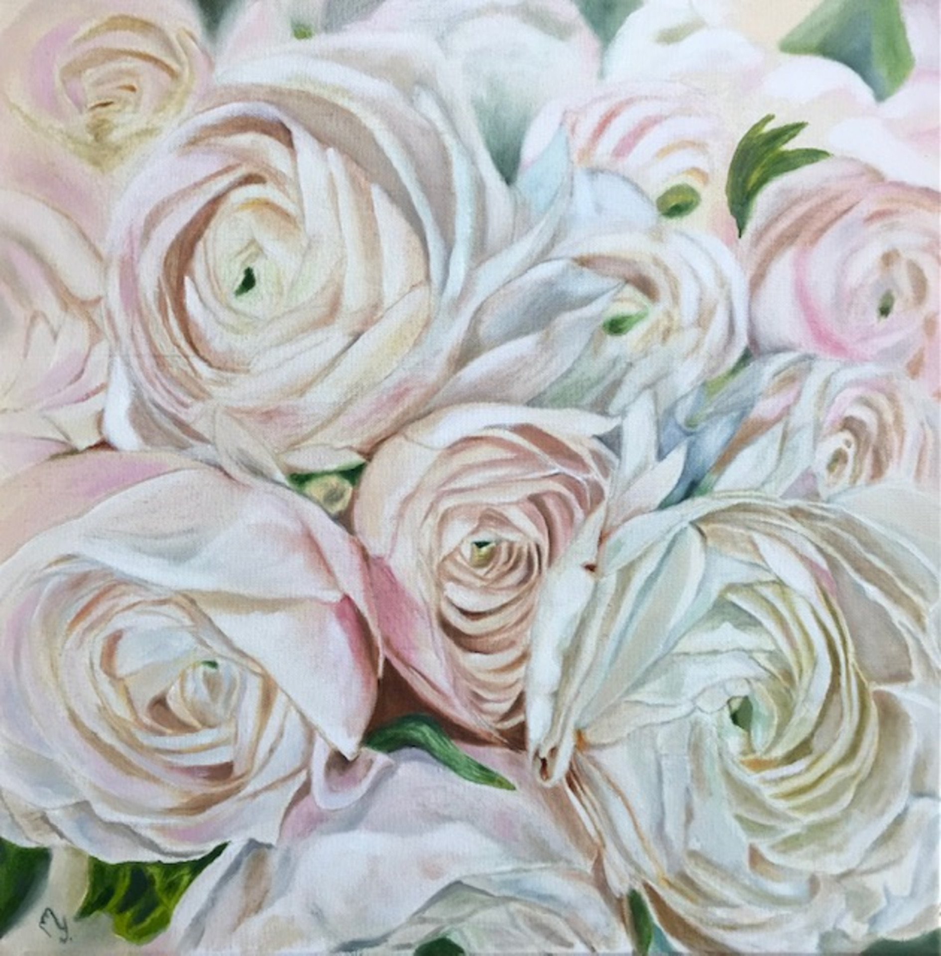 Ranunculus Painting by Lela Karamanishvili