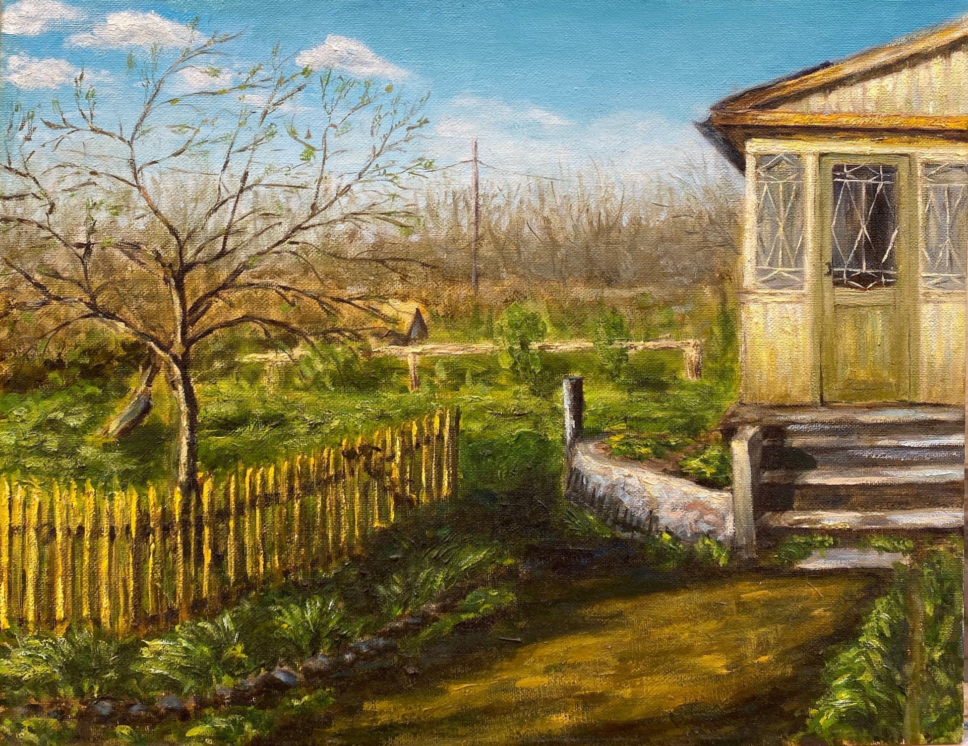 Spring in the village Painting by Alexandra DA