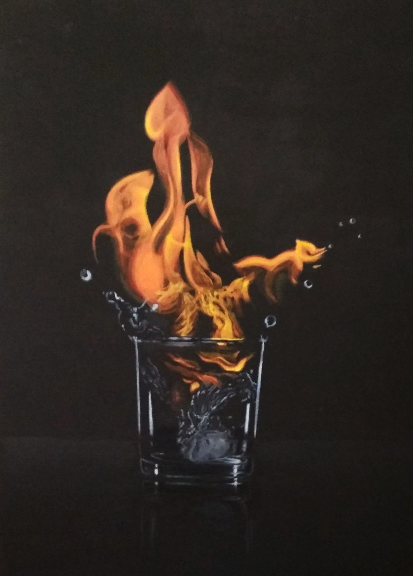 Water Fire Glass Artwork