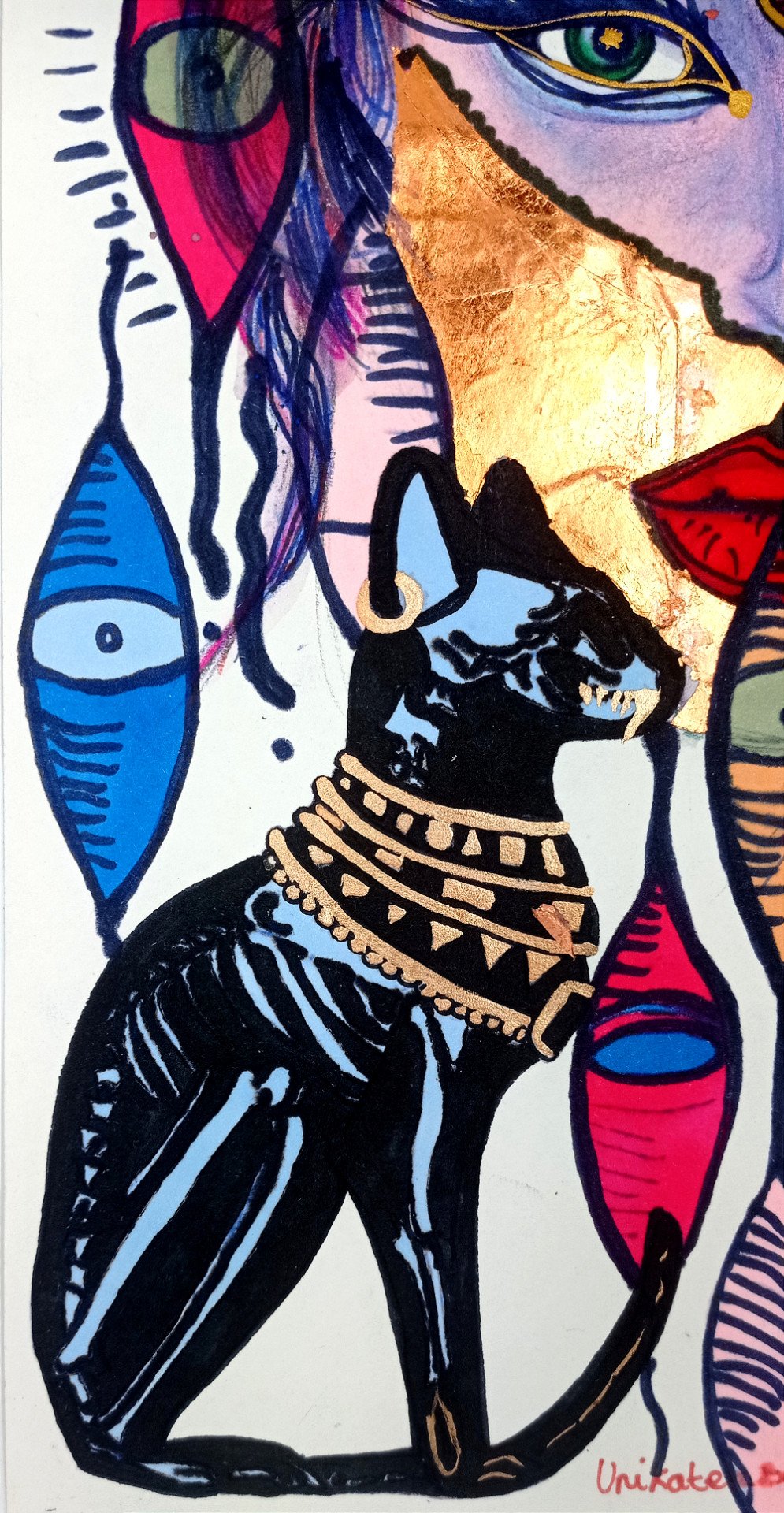 Tigra outsider drawing Drawing - unikateh bella - Jose Art Gallery