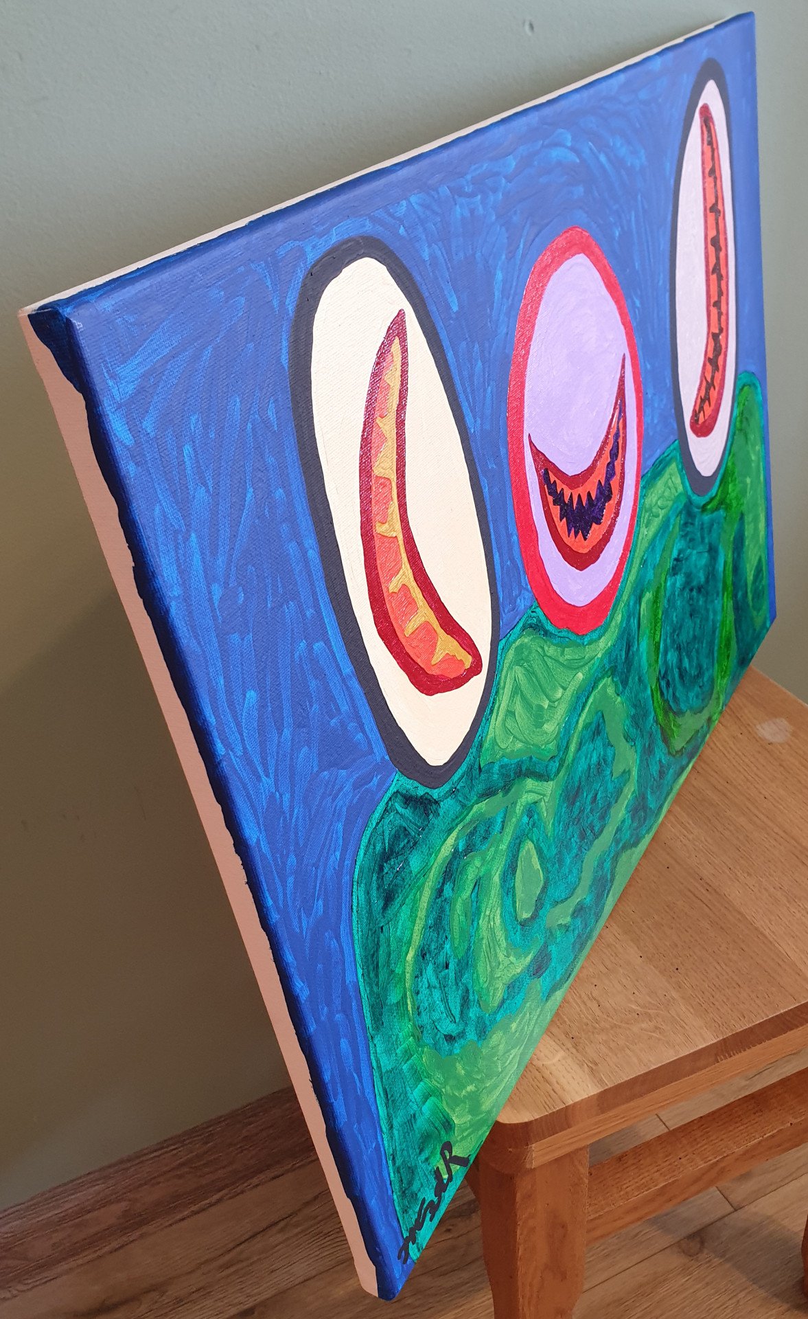 Three smiling heads Painting by Arina Mari - Jose Art Gallery