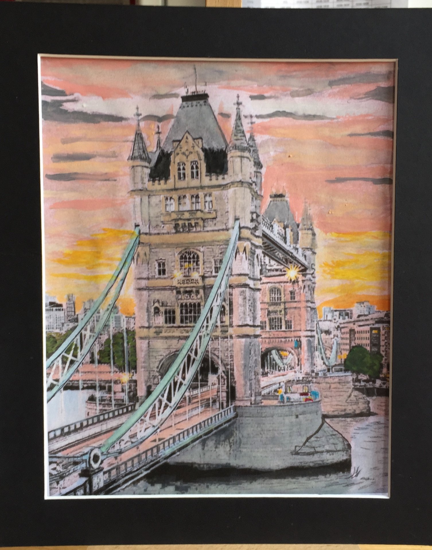 Tower bridge sunset Painting by Mark Leary
