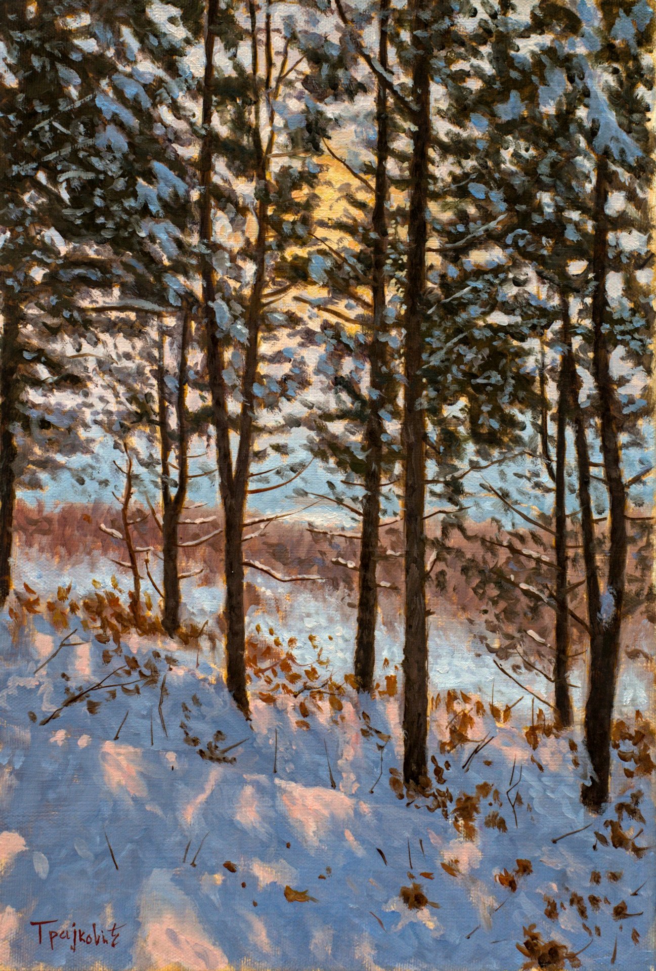 Sunset on the Snow Painting by Dejan Trajkovic