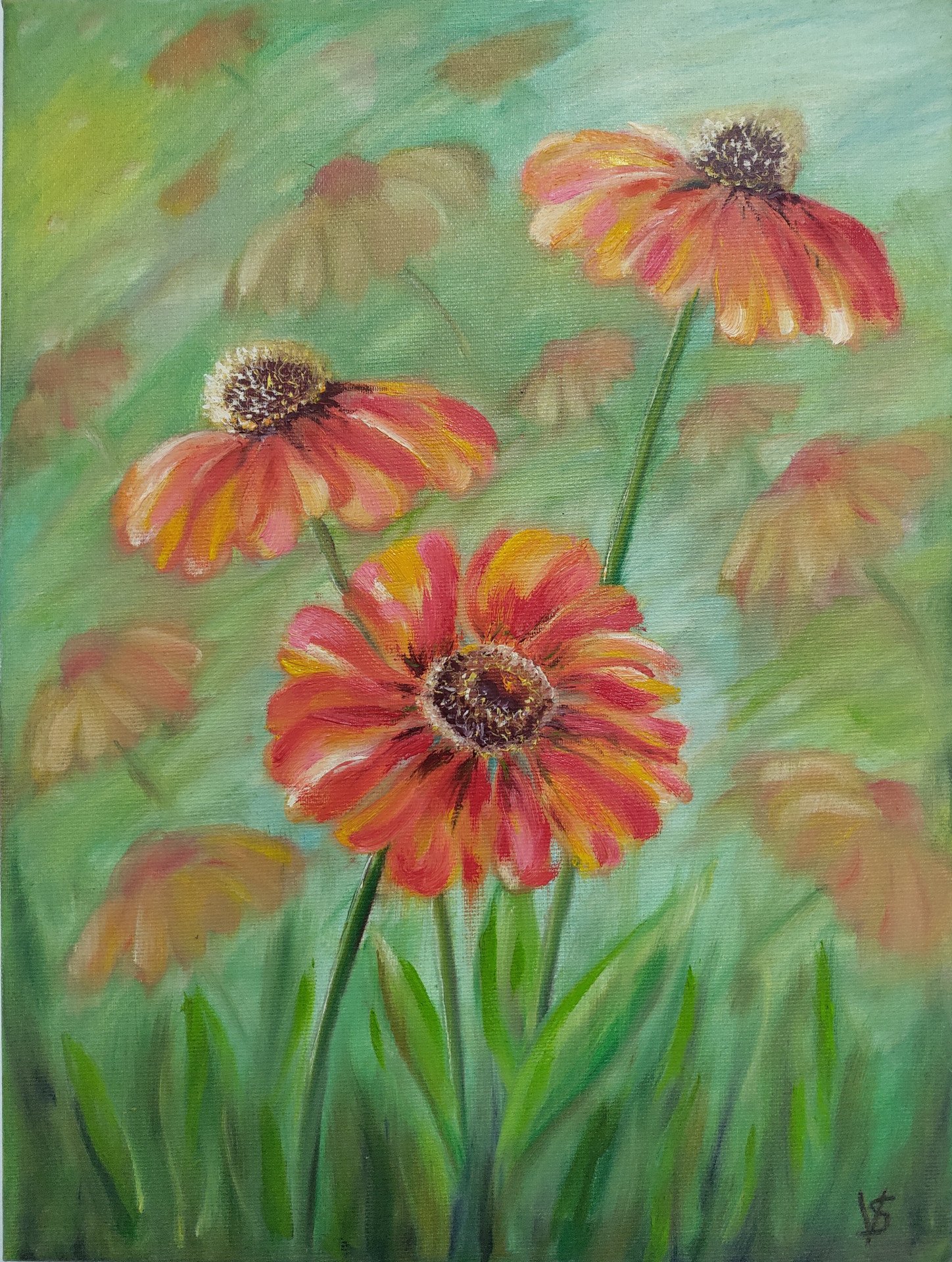 Flower field Painting by Vira Savka - Jose Art Gallery