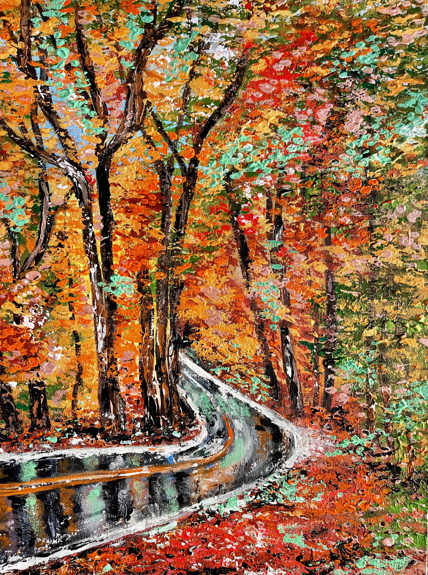 Autumn Road Painting by Viktoriia Balandina