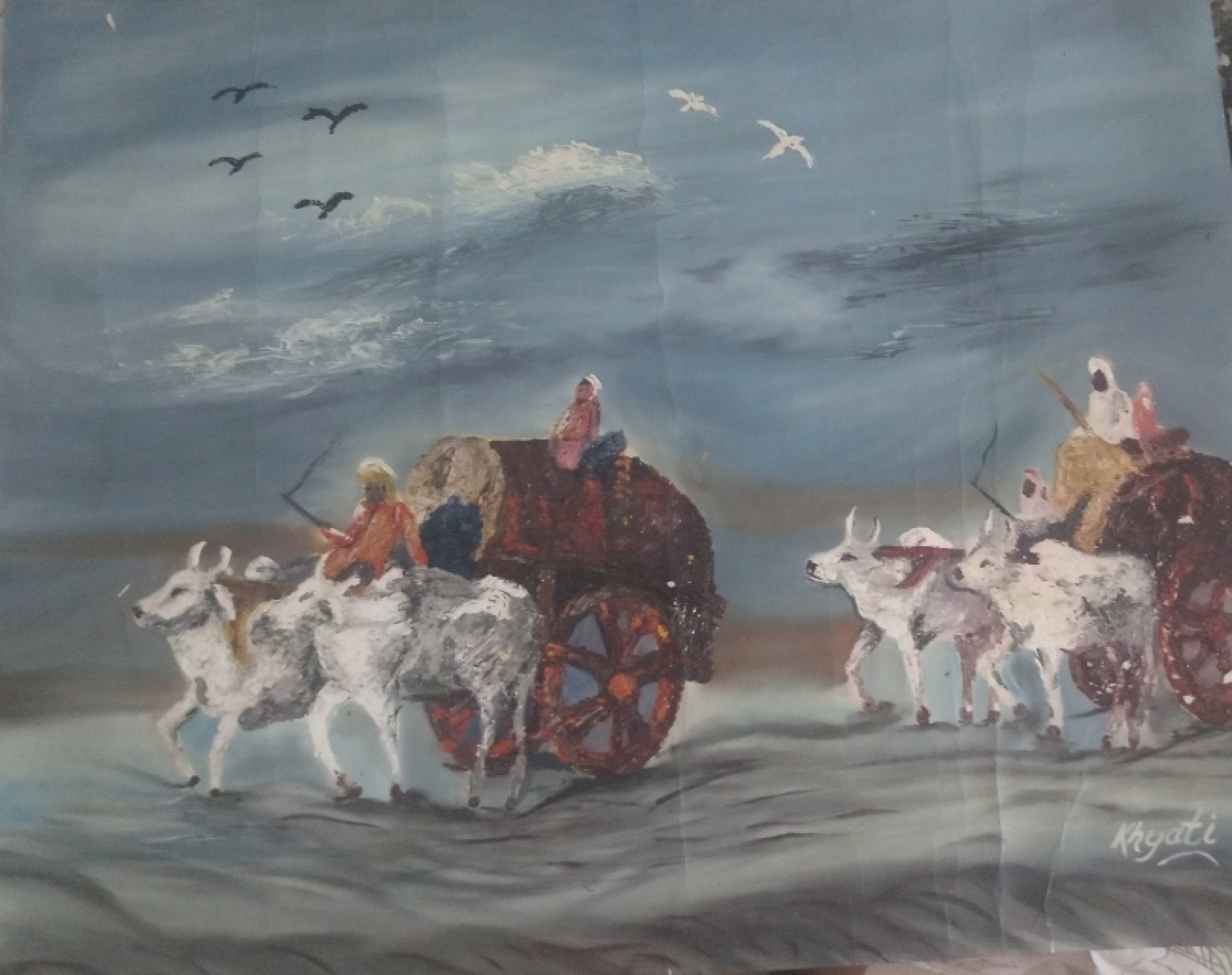 Bullockcart Painting by Khyati Agarwal - Jose Art Gallery