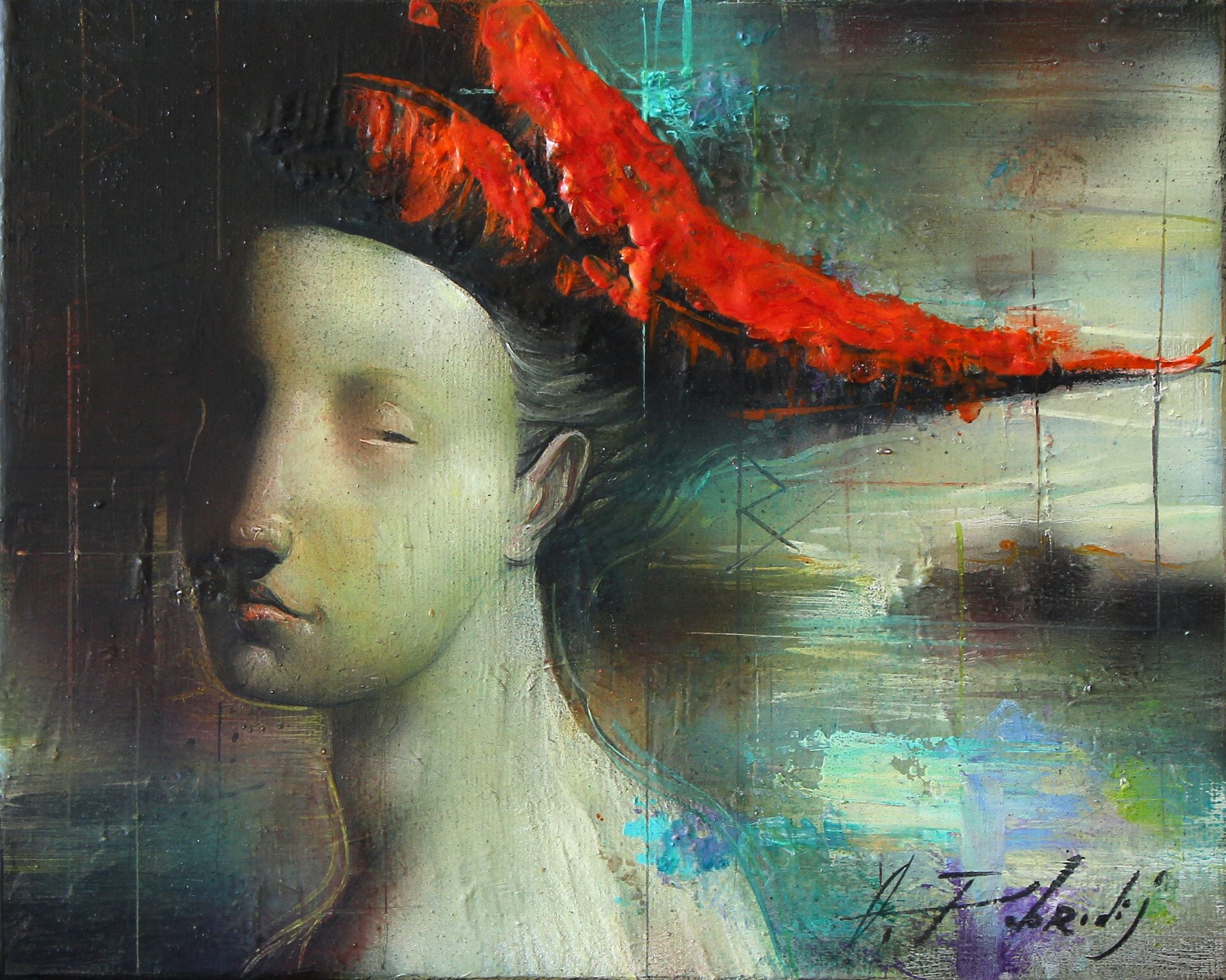 Red Hat Painting by Dobrodiy Alexandr - Jose Art Gallery