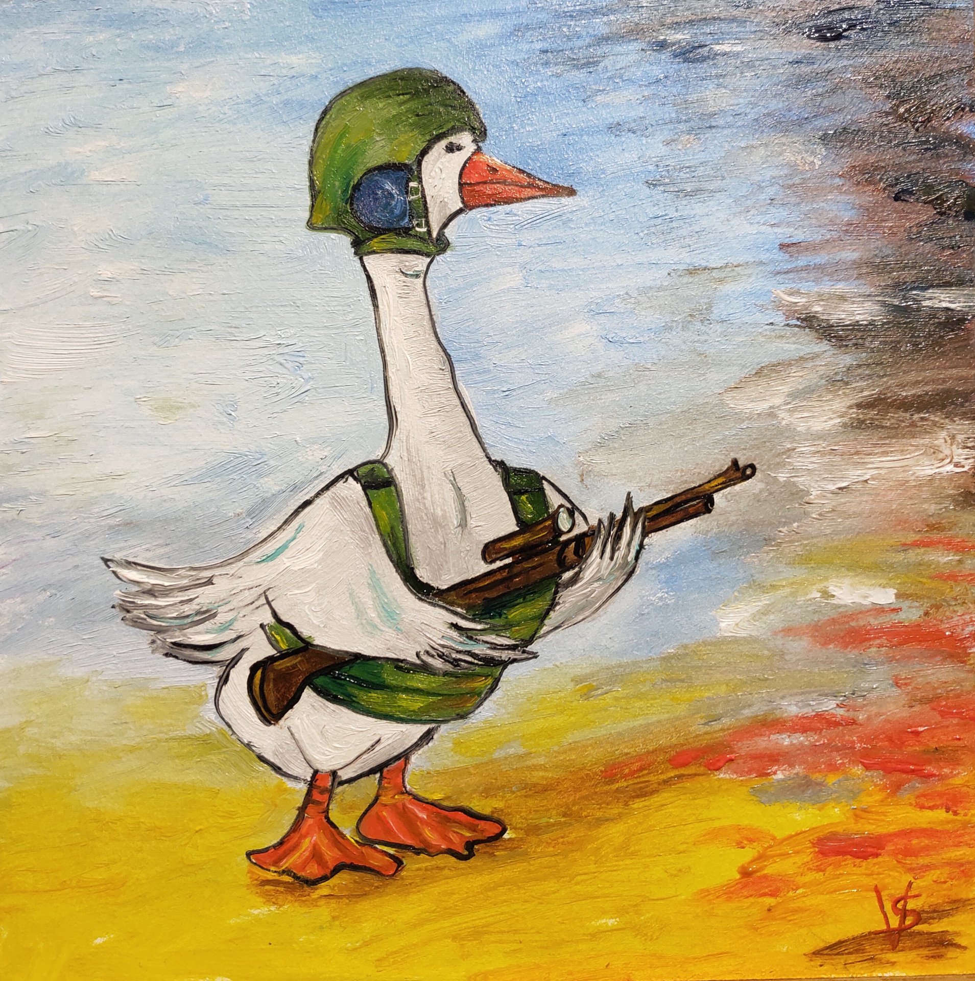 Goose defender 2 Painting by Vira Savka - Jose Art Gallery