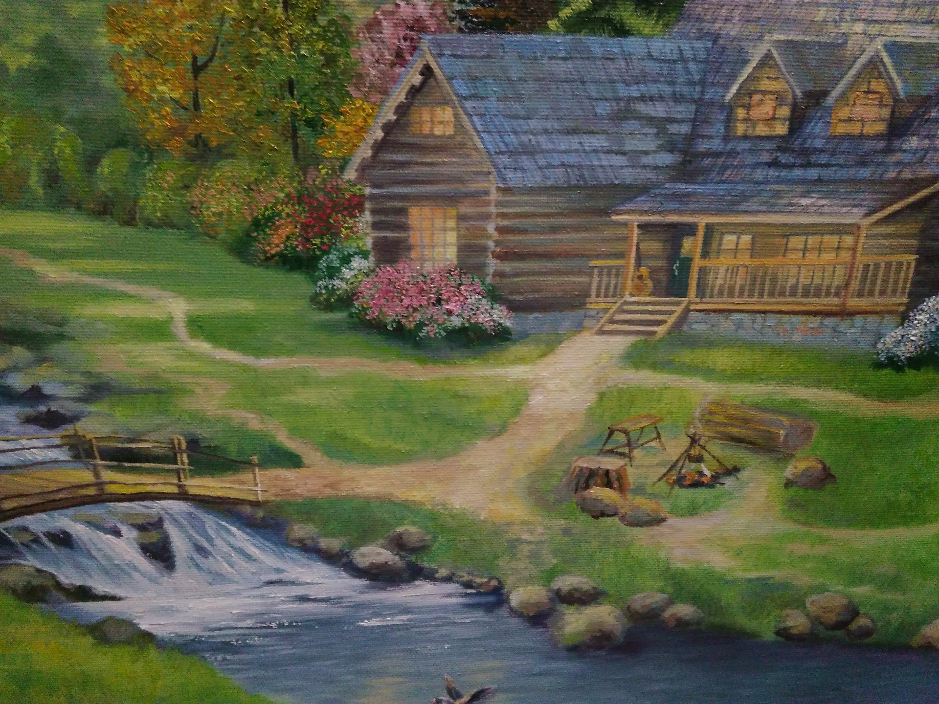 House in the mountains Painting by NADIA BORYSENKO - Jose Art Gallery