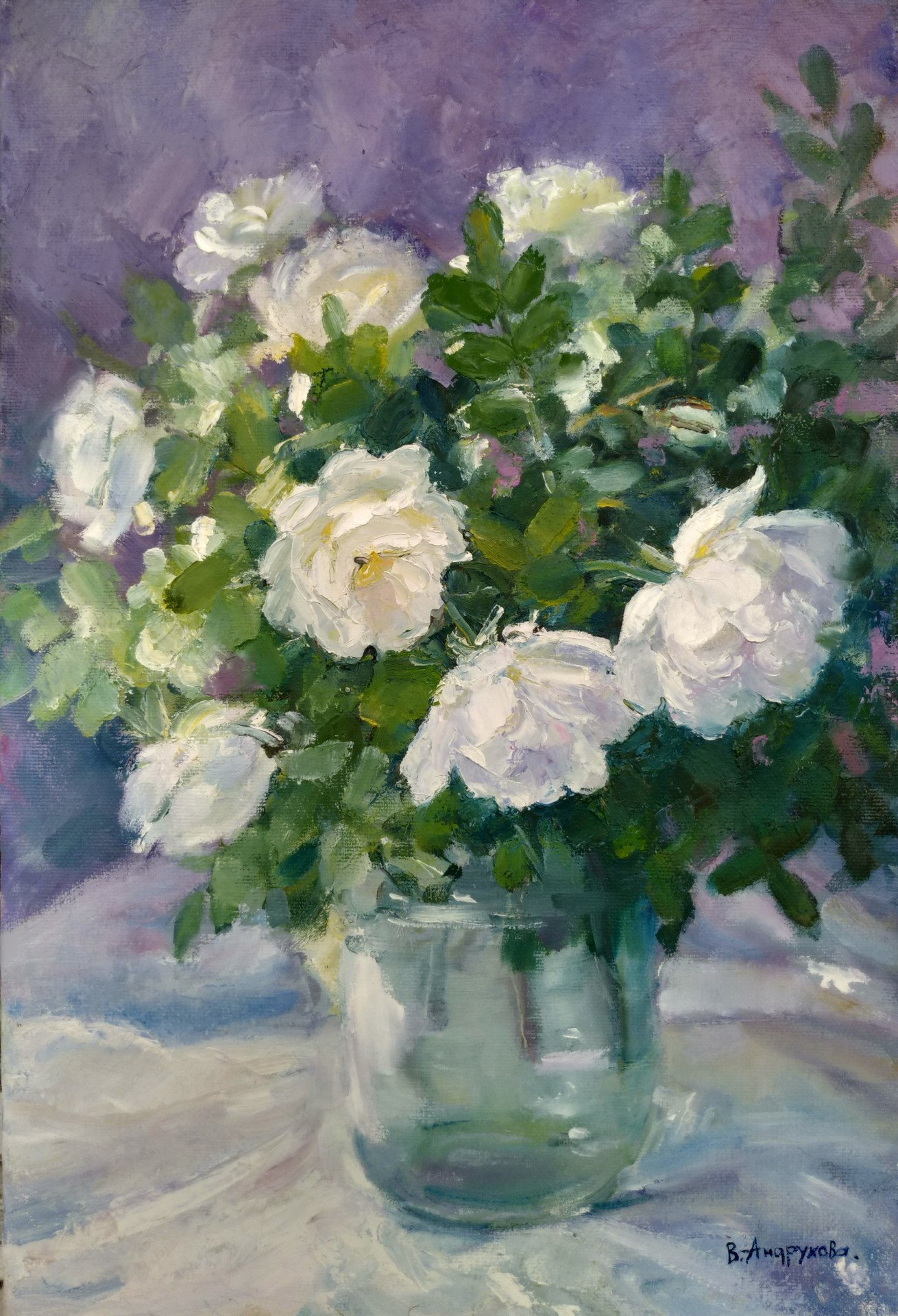 Garden roses Painting by Valentina Andrukhova-Zubareva