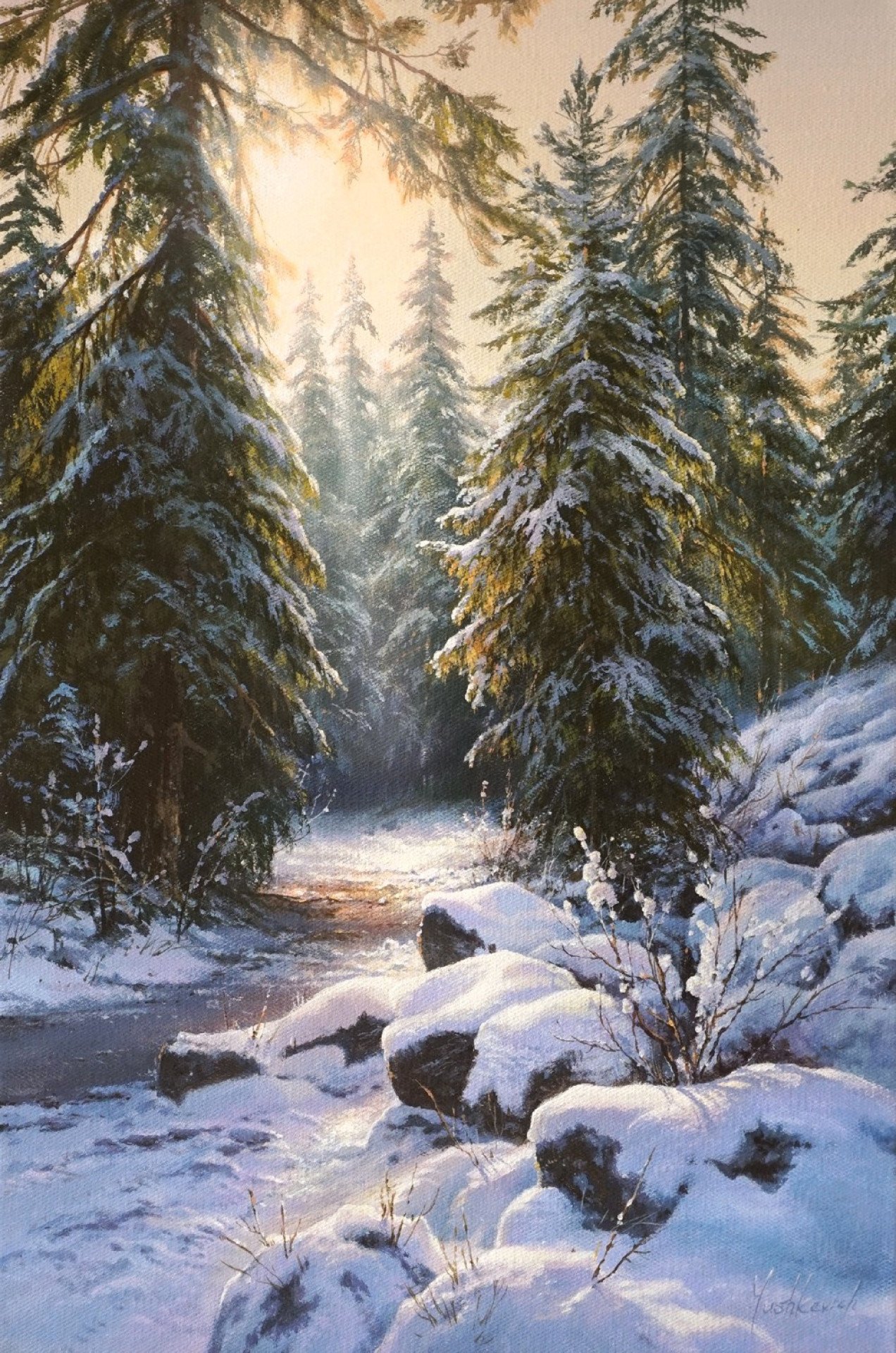 Winter rays Painting by Viktar Yushkevich Yuvart
