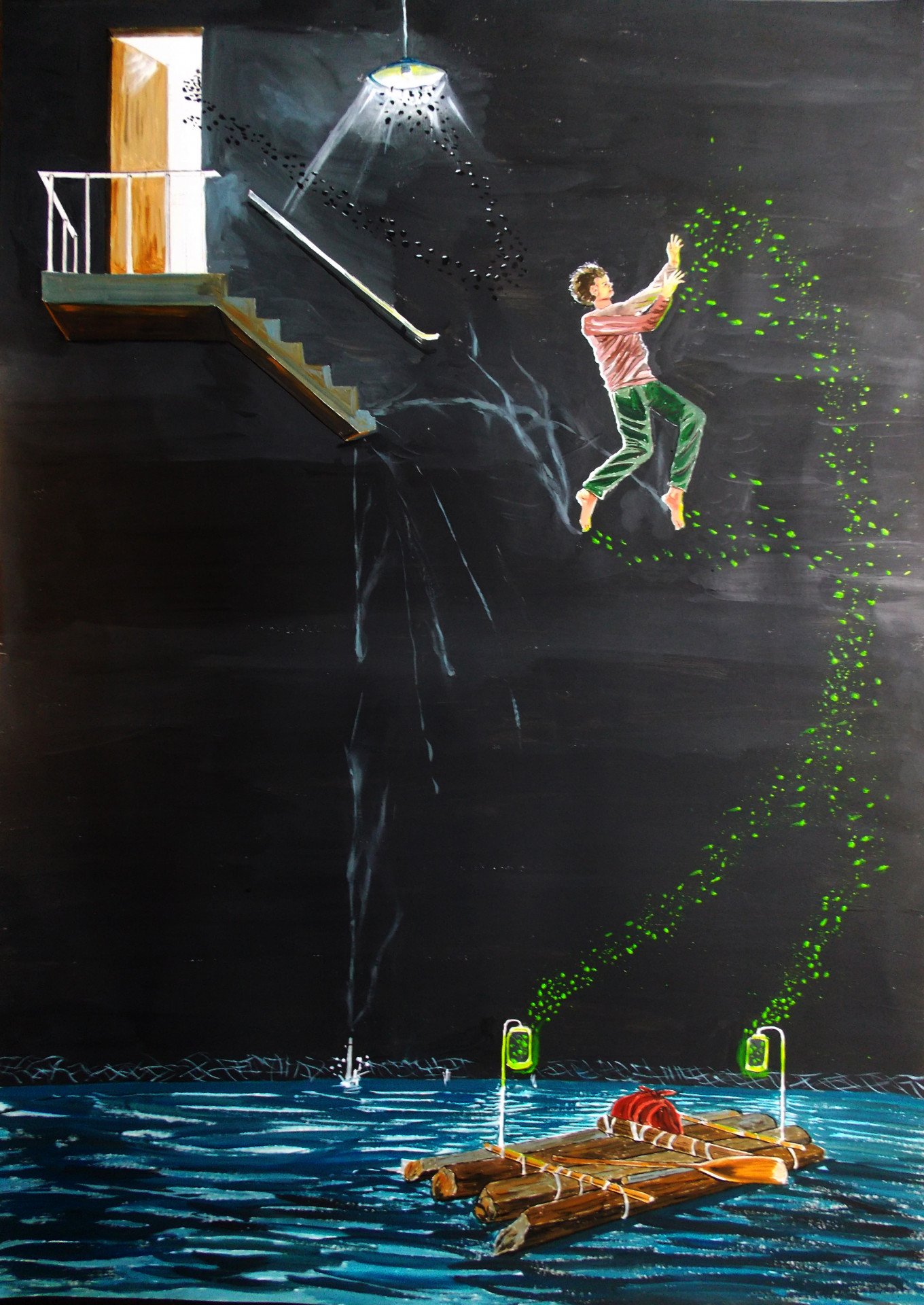 JUMP INTO THE RIVER Painting by Lázaro Hurtado