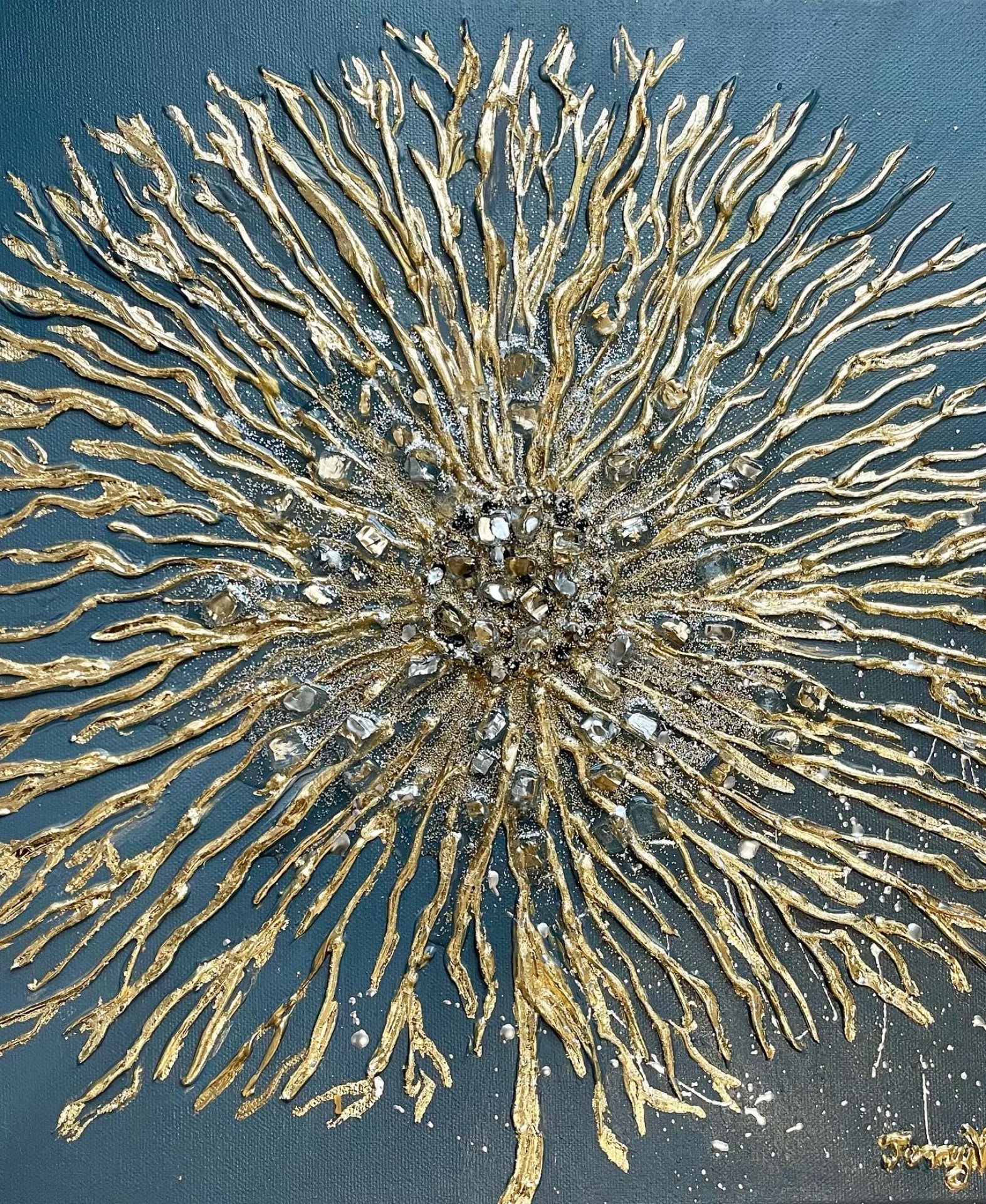 Golden Shine Painting by Viktoriia Balandina