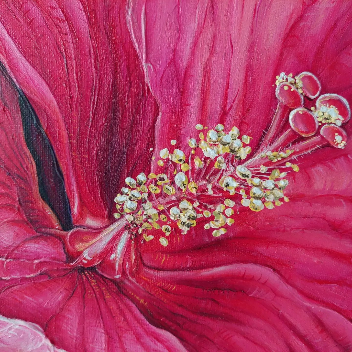 Calibri with hibiscus flower. Painting by Elena Ivanova