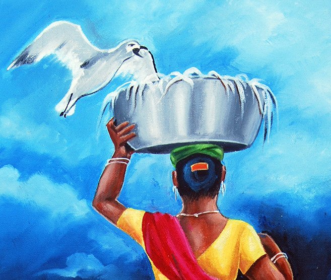 EVERYDAY LIFE Painting by Ragunath Venkatraman - Jose Art Gallery EVERYDAY LIFE Painting by Ragunath Venkatraman - Jose Art Gallery