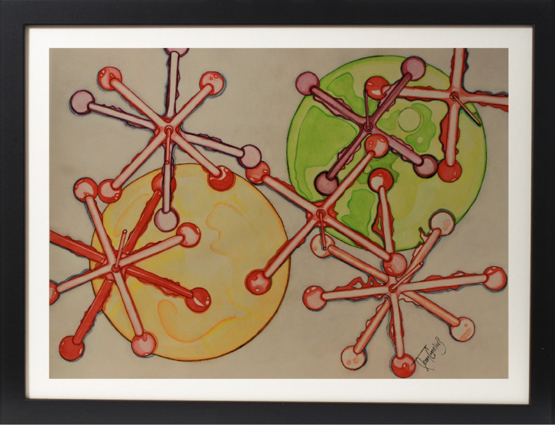 All Red Jacks and Green Balls Painting by Terry Cornelius