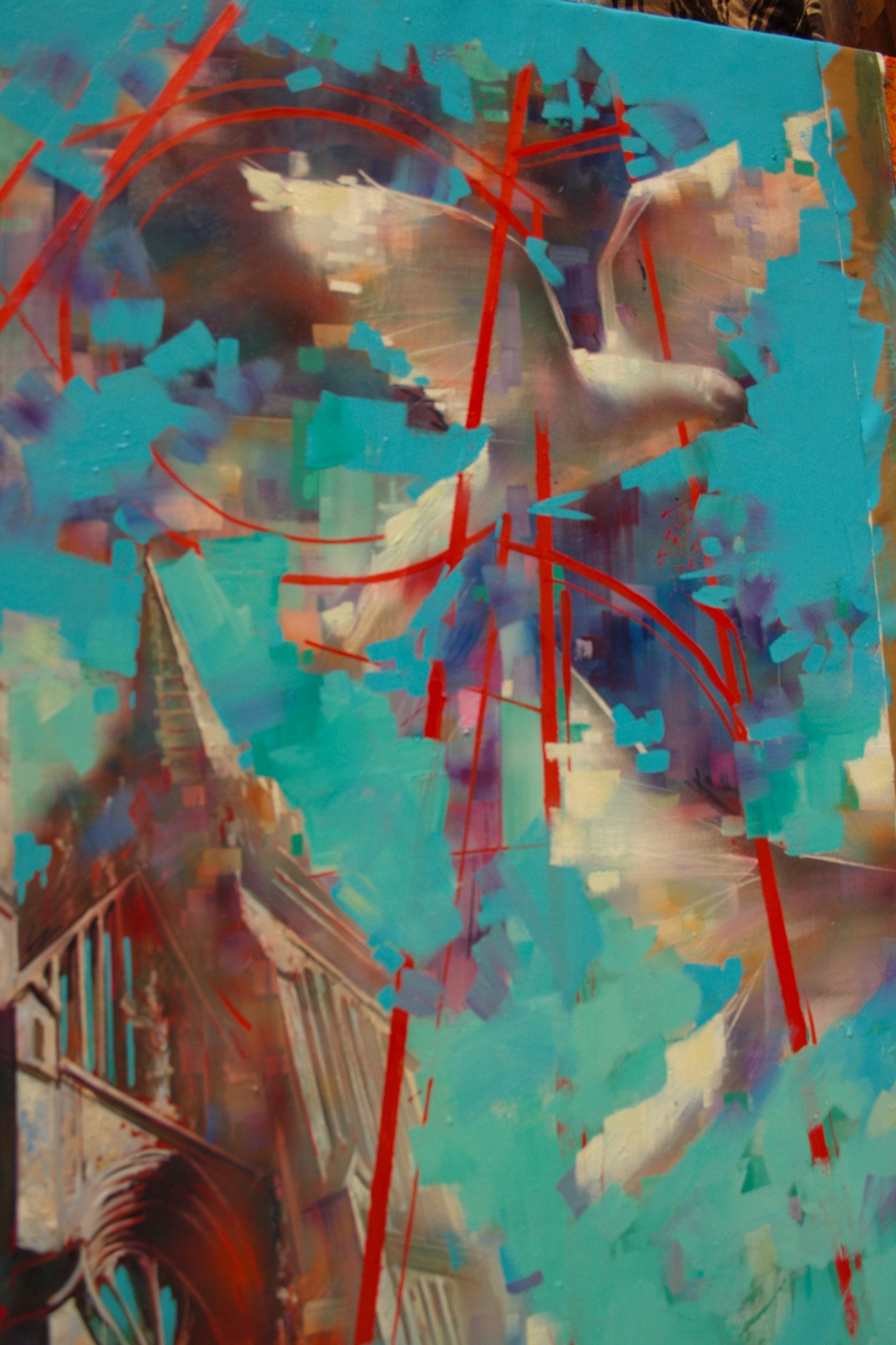 Gothic and pigeons Painting by Alexandr Dobrodiy - Jose Art Gallery