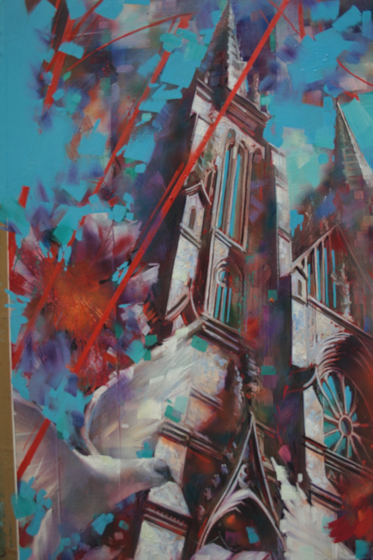 Gothic and pigeons Painting by Alexandr Dobrodiy - Jose Art Gallery