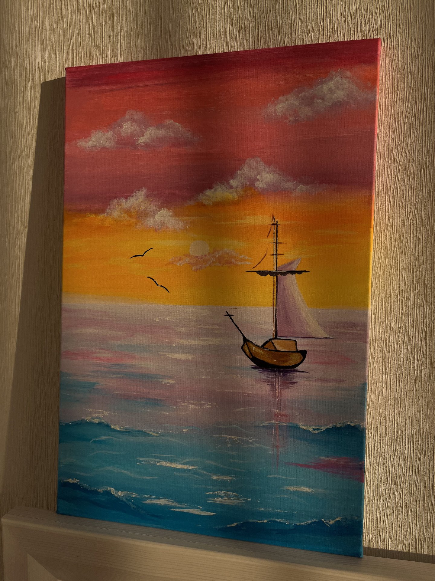 The colorful path of the ship Painting by Marіya Daln