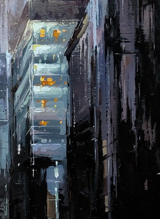 Night city Painting by Denis Puchkov - Jose Art Gallery