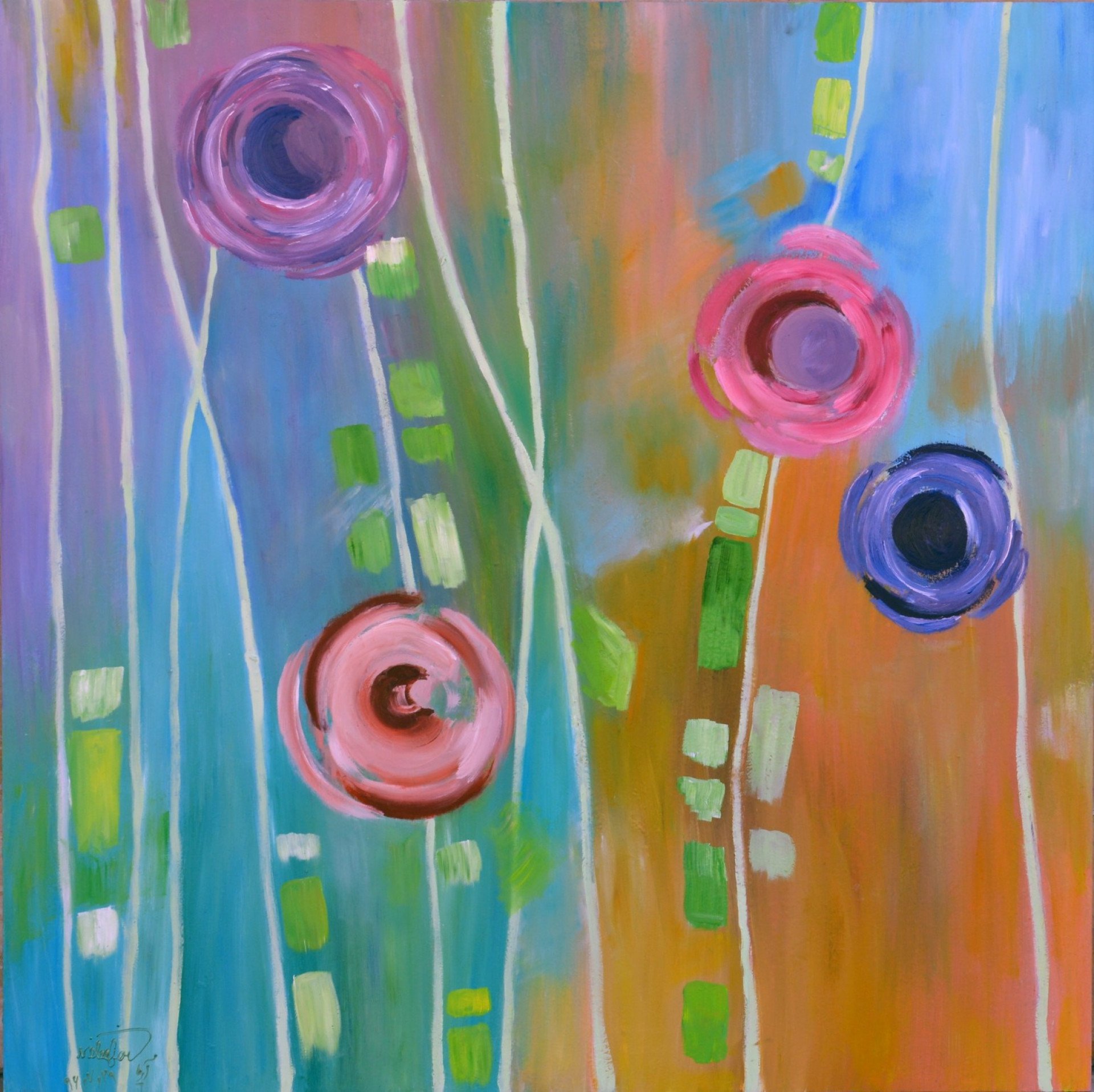 Flower Pedants Painting by Niloofar Aryan - Jose Art Gallery