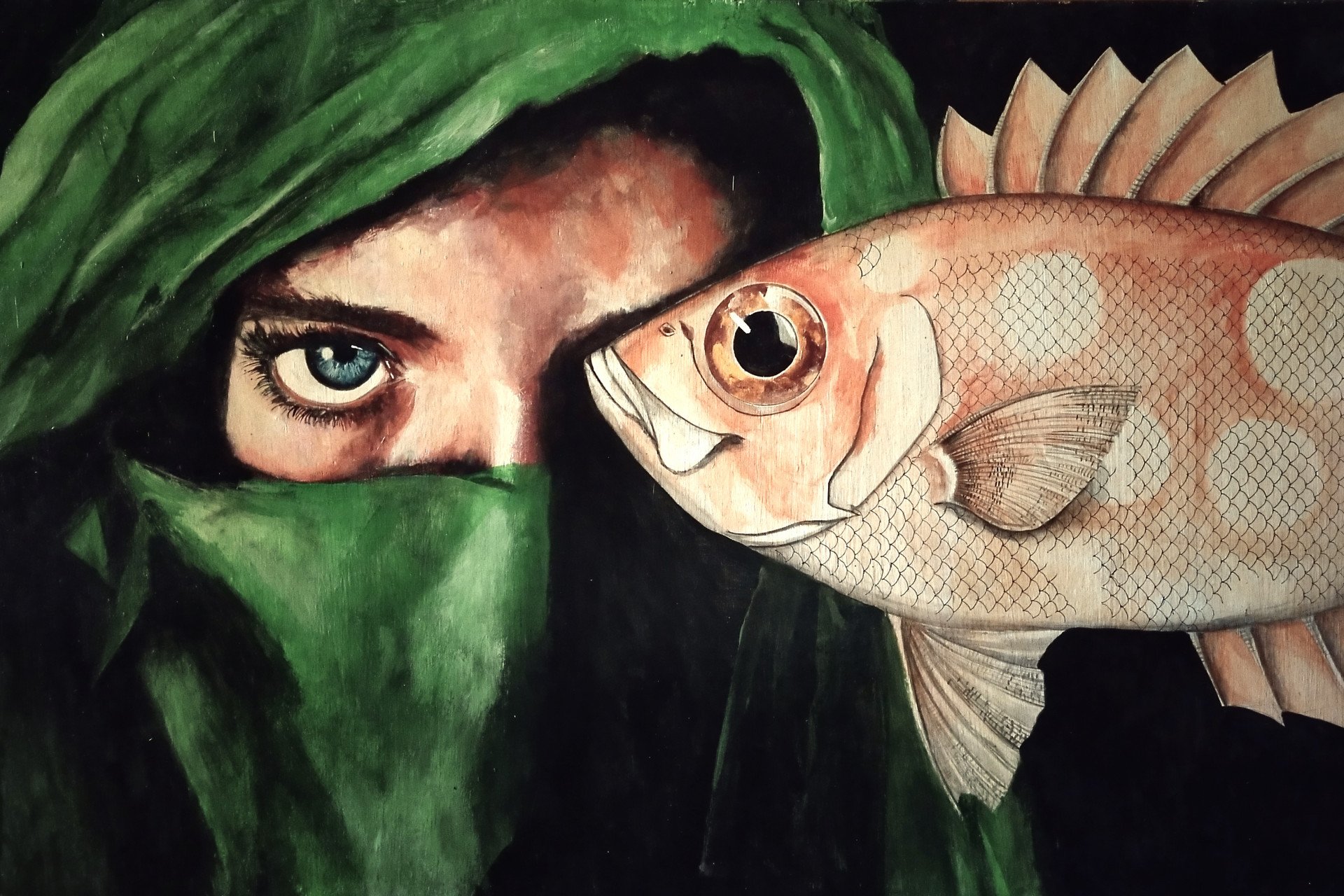 Fish Eyes Painting by Hong Art Gallery - Jose Art Gallery