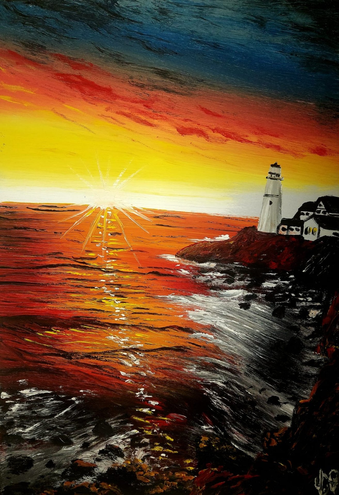 Lighthouse Painting by YILDIZ ERTEKİN - Jose Art Gallery