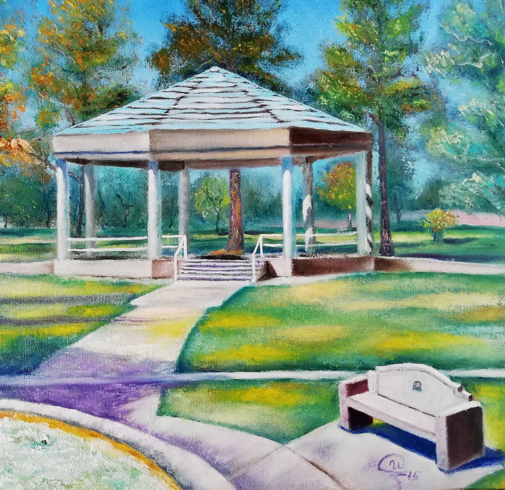Sunny day in the park Painting by Iryna Fedarava - Jose Art Gallery