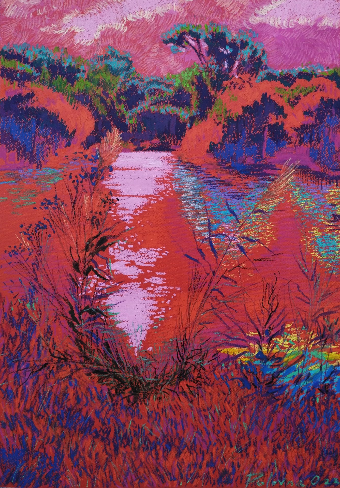 Red landscape Painting by Olena Polovna - Jose Art Gallery