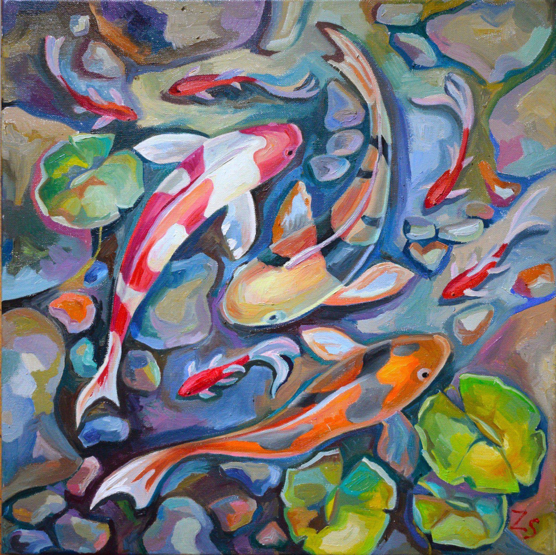 Lake carp Painting by Zoriana Shymko - Jose Art Gallery