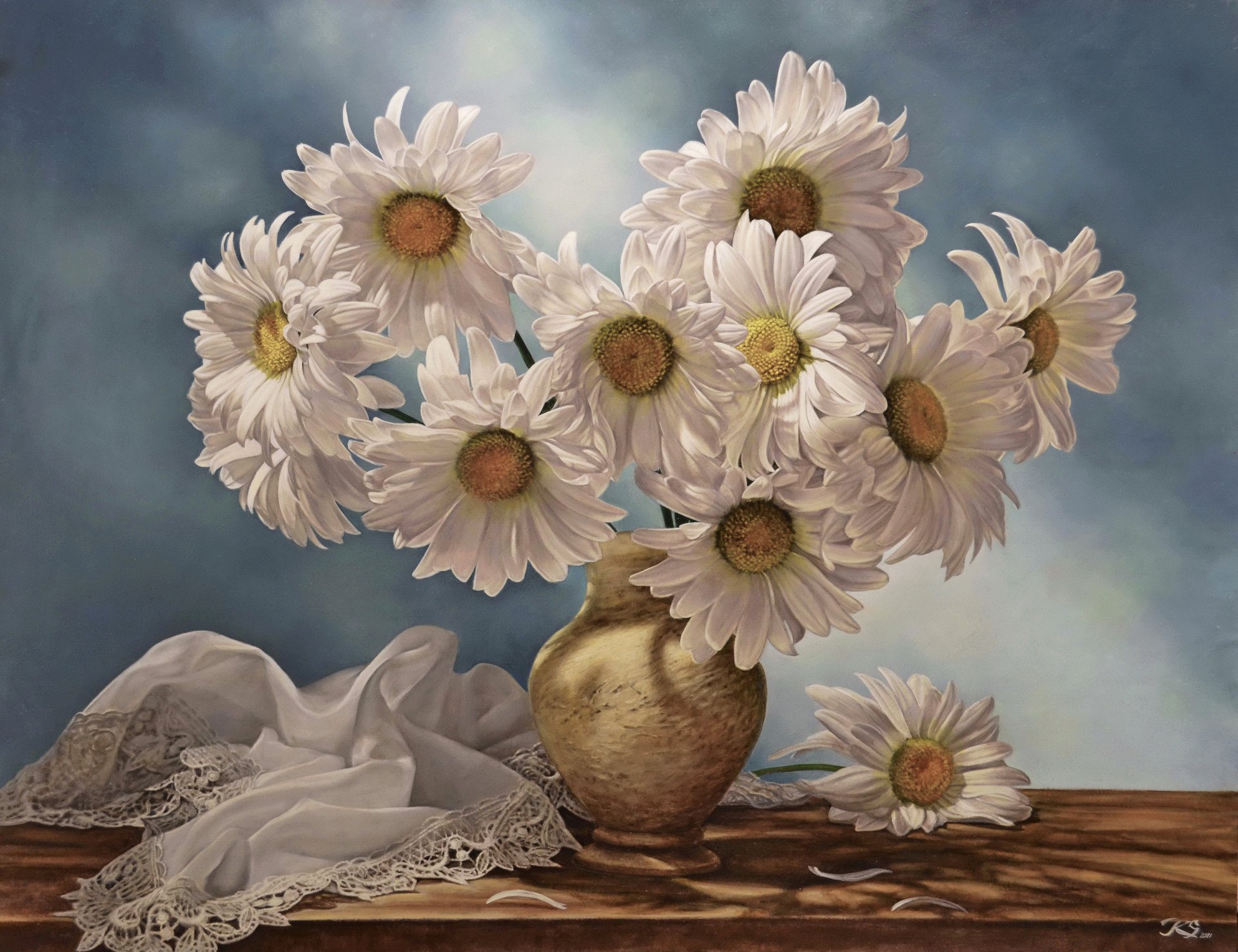 Chamomiles Painting by Sergey Kuzmin - Jose Art Gallery