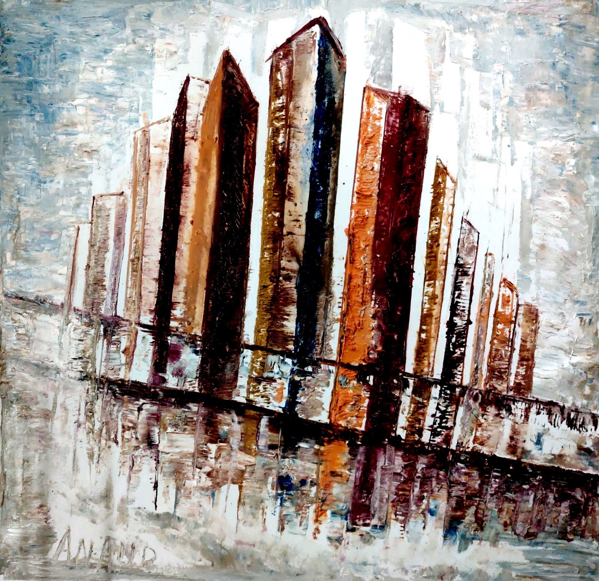 URBAN CITY Painting by ANAND MANCHIRAJU - Jose Art Gallery