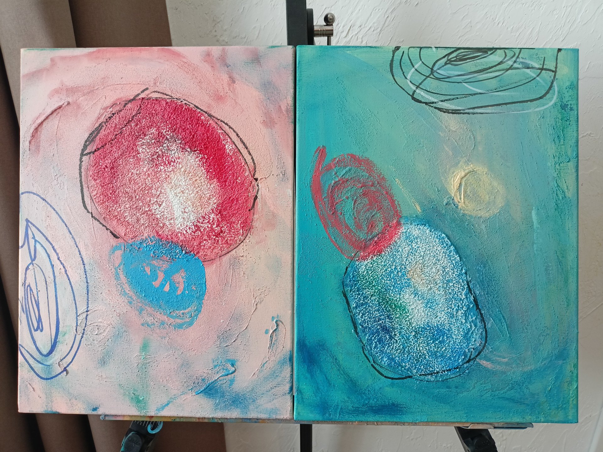 Diptych bouquet Painting by Hanna Maris - Jose Art Gallery