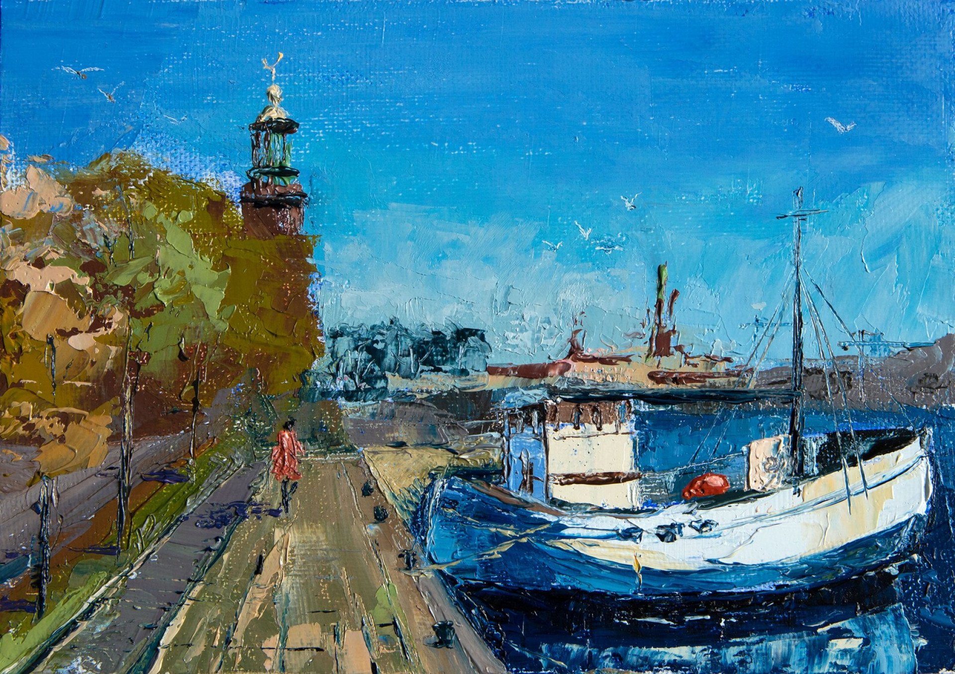 Stockholm's docks Painting by Anna Gofman - Jose Art Gallery