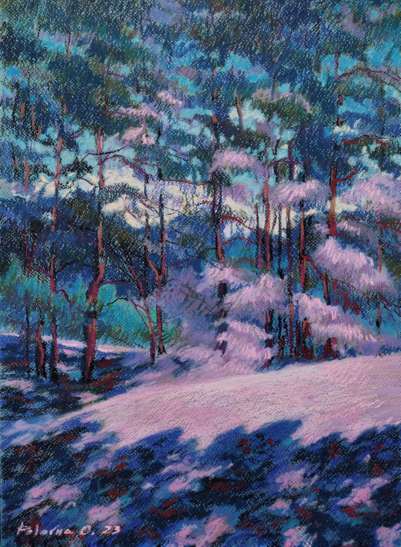 Blue forest Painting by Olena Polovna - Jose Art Gallery