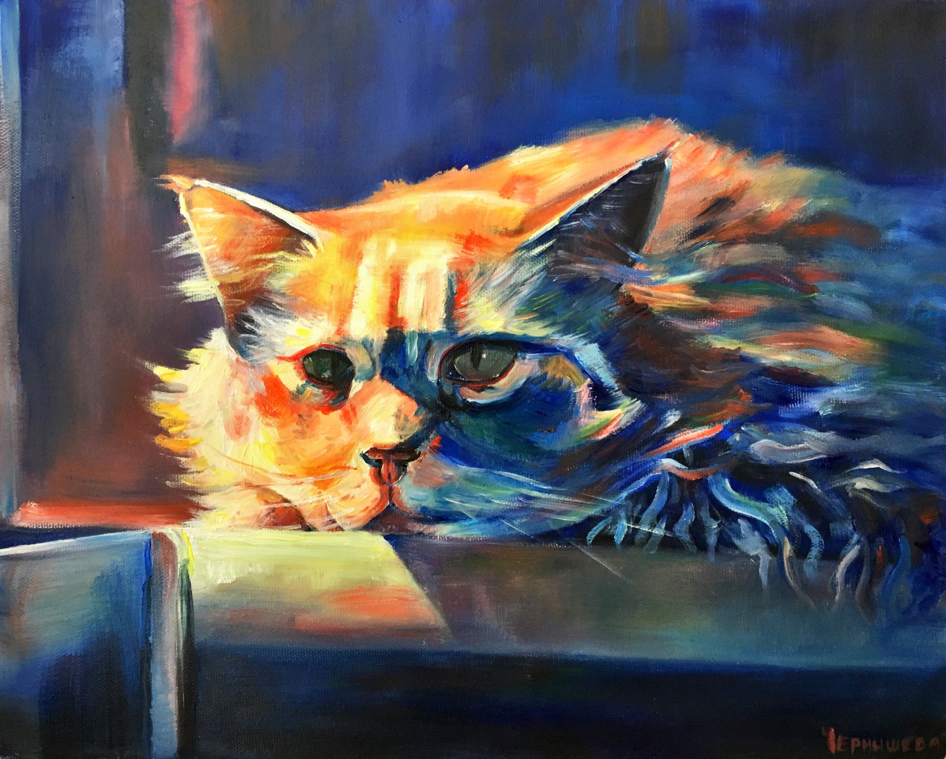 Homeless cat Painting by Rimma Chernysheva