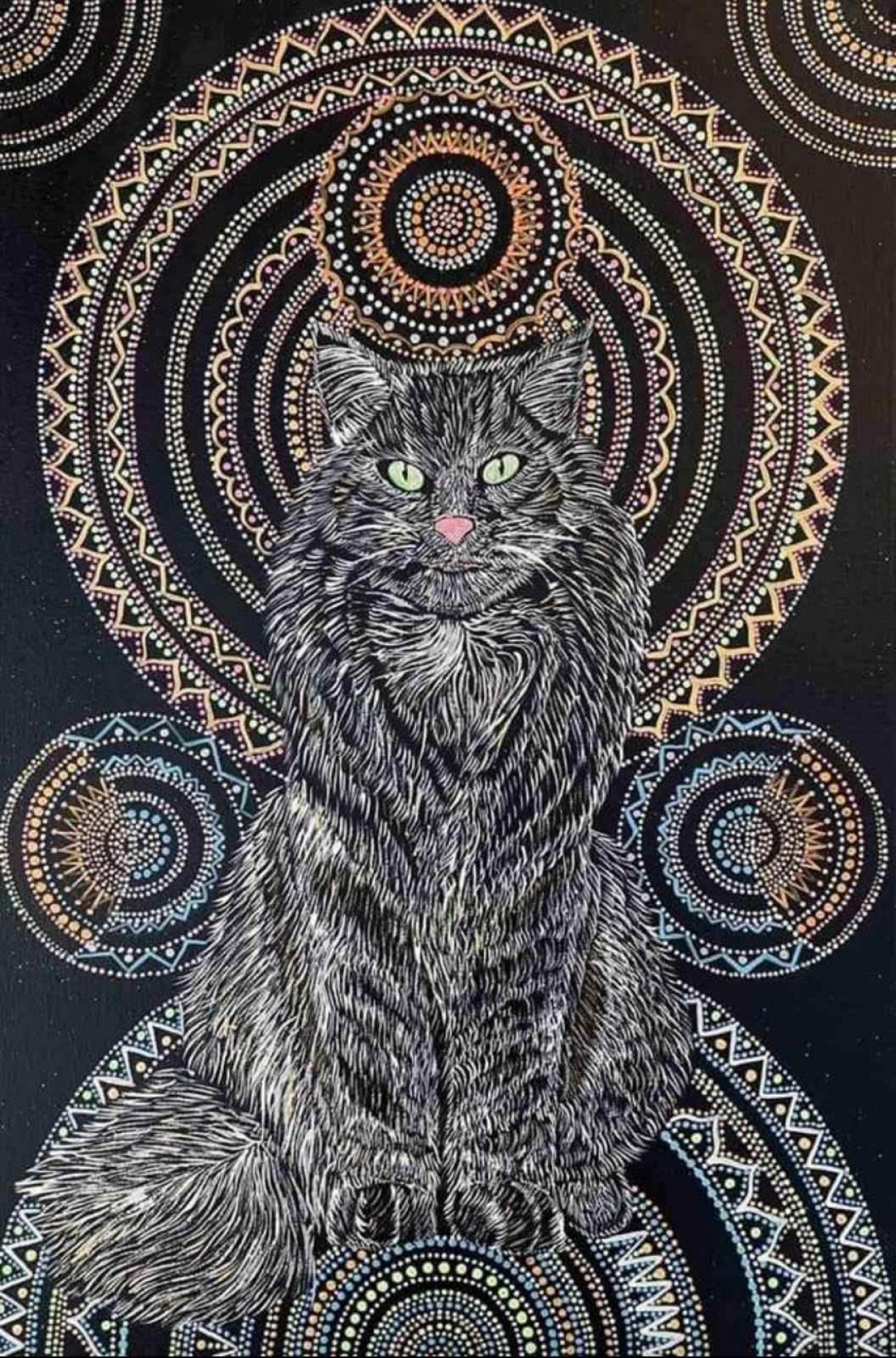 Cat Talisman Guardian Painting by Svitlana Smolich