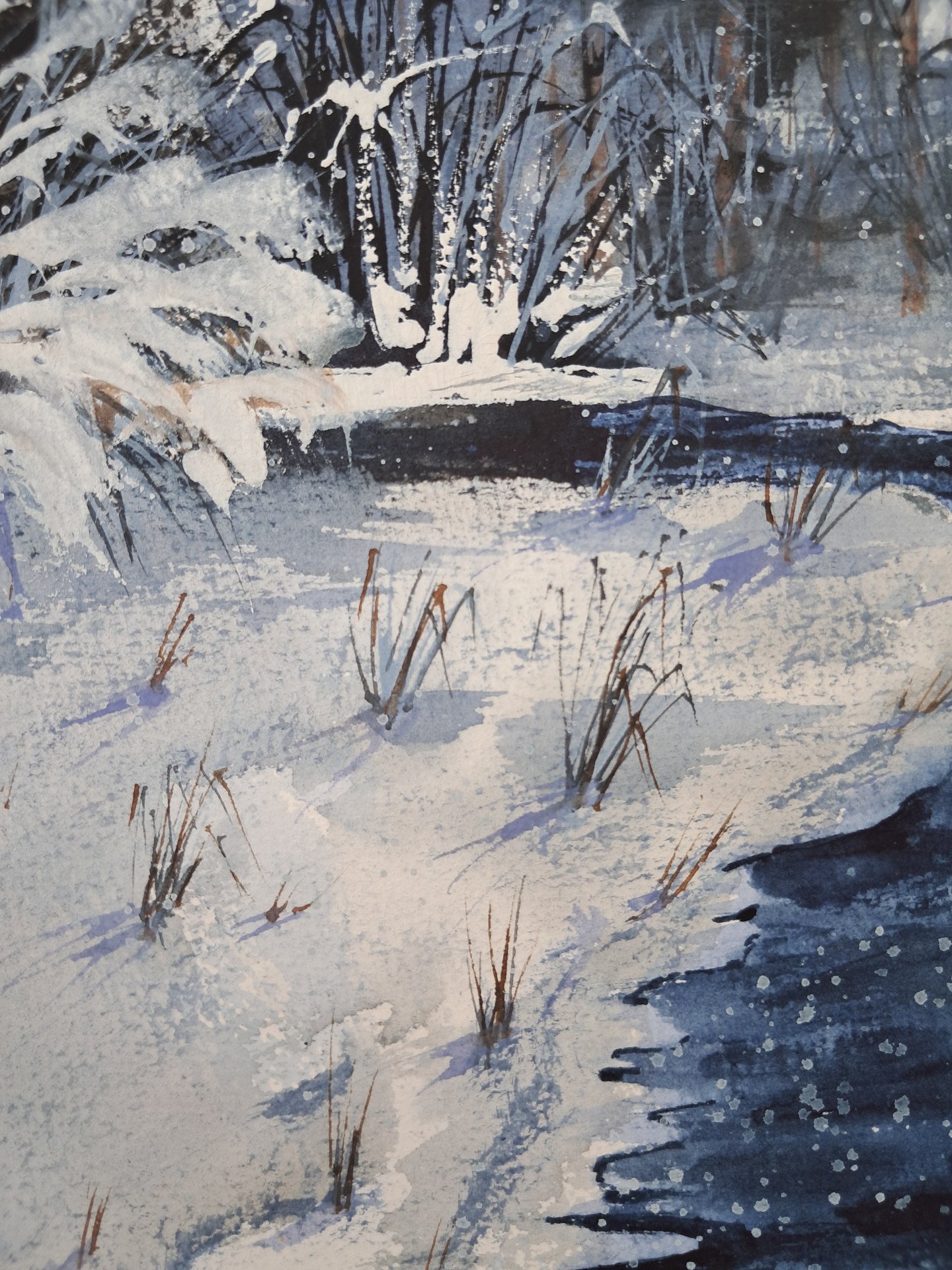 Snowy day in the forest Painting by Yuliia Sharapova