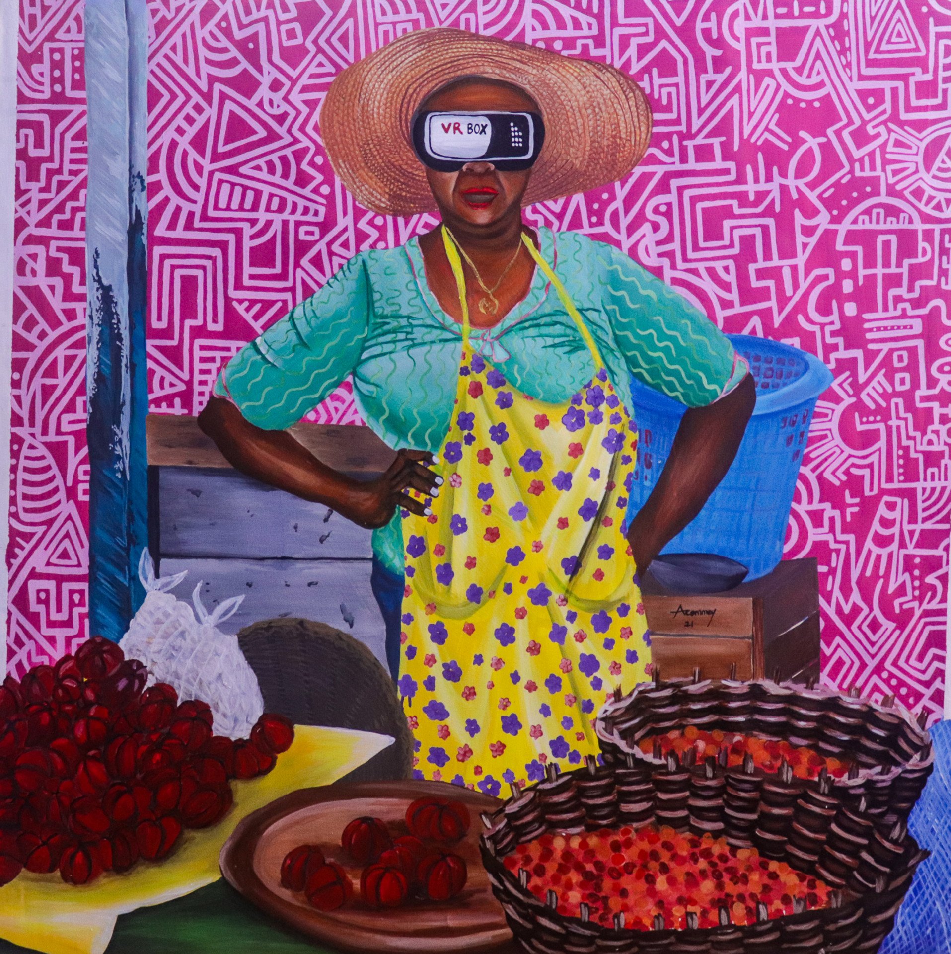 Market Woman Painting by Robert Commey - Jose Art Gallery