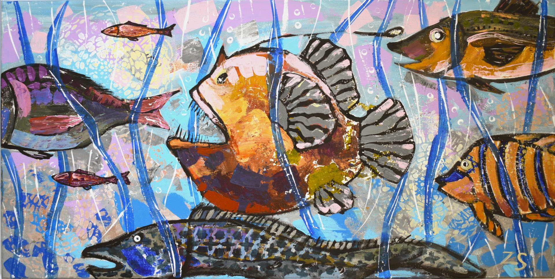 Fish of the Sea of Marmara Painting by Zoriana Shymko