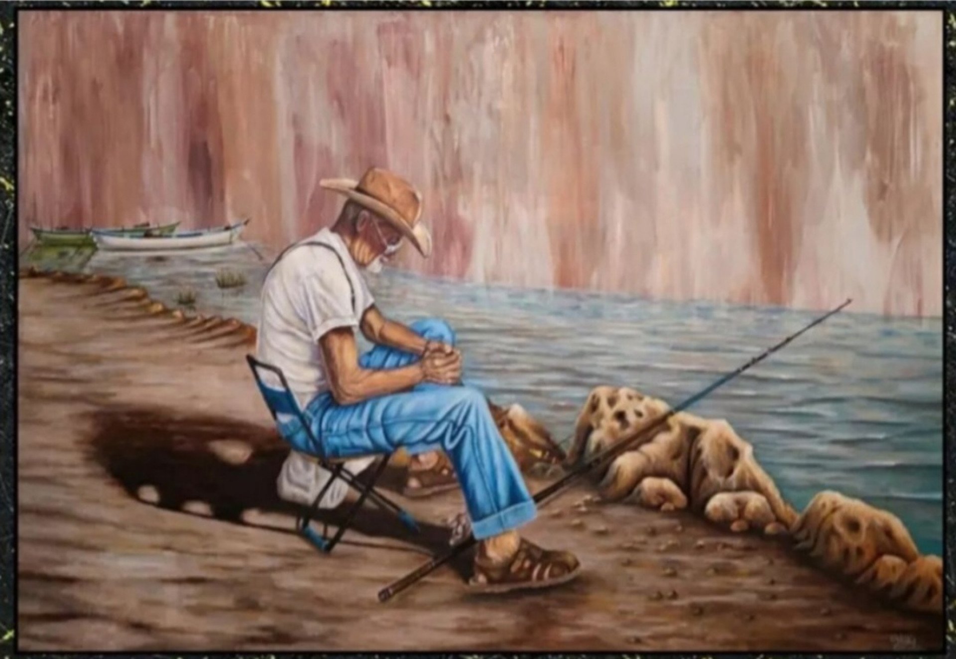 Man Fishing Painting